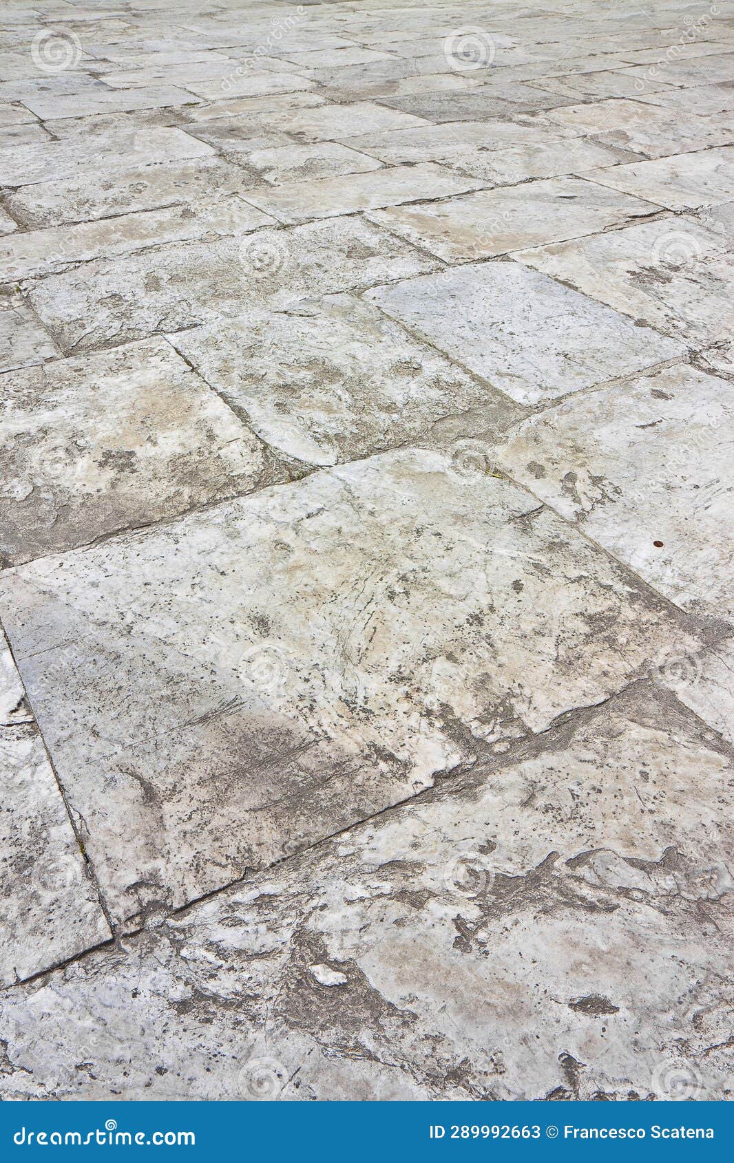 Old White Limestone Paving Made with Stone Blocks of Rectangular Shape ...