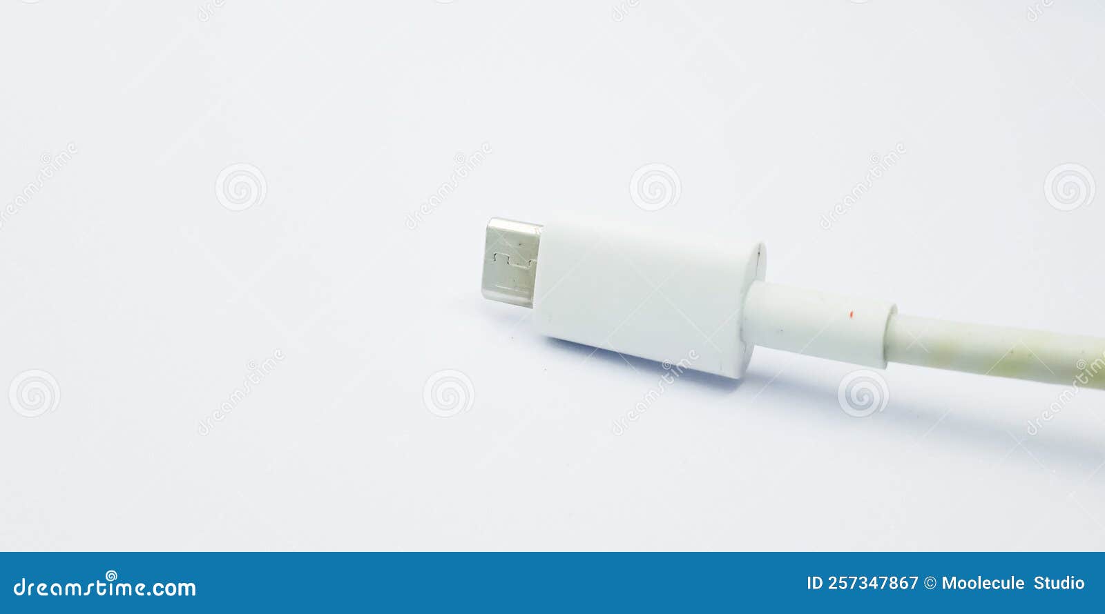 The Old White Micro USB Cable Plug, Negative Space, Isolated on the ...