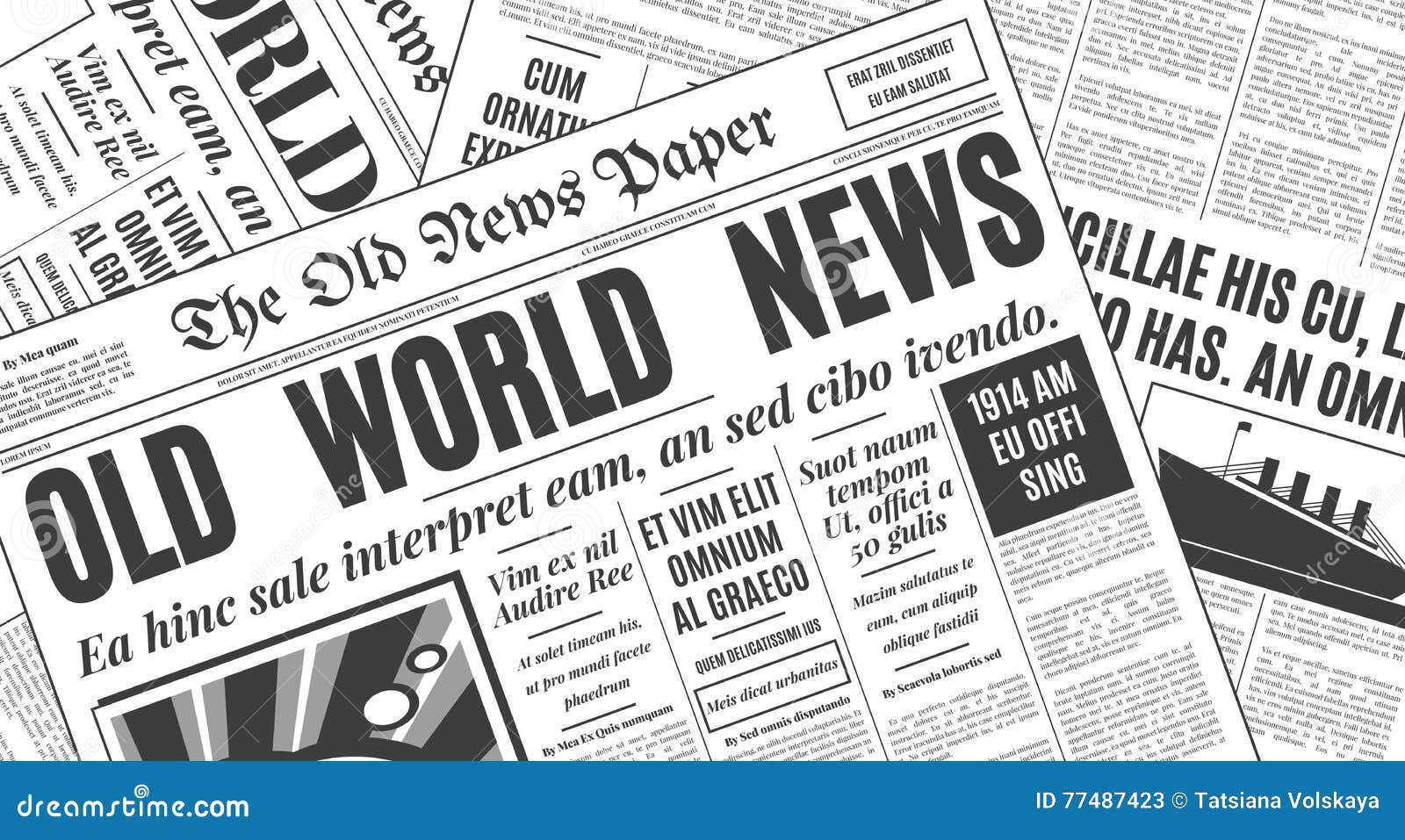 Old White Newspaper Design Vector Template. Stock Vector - Illustration ...