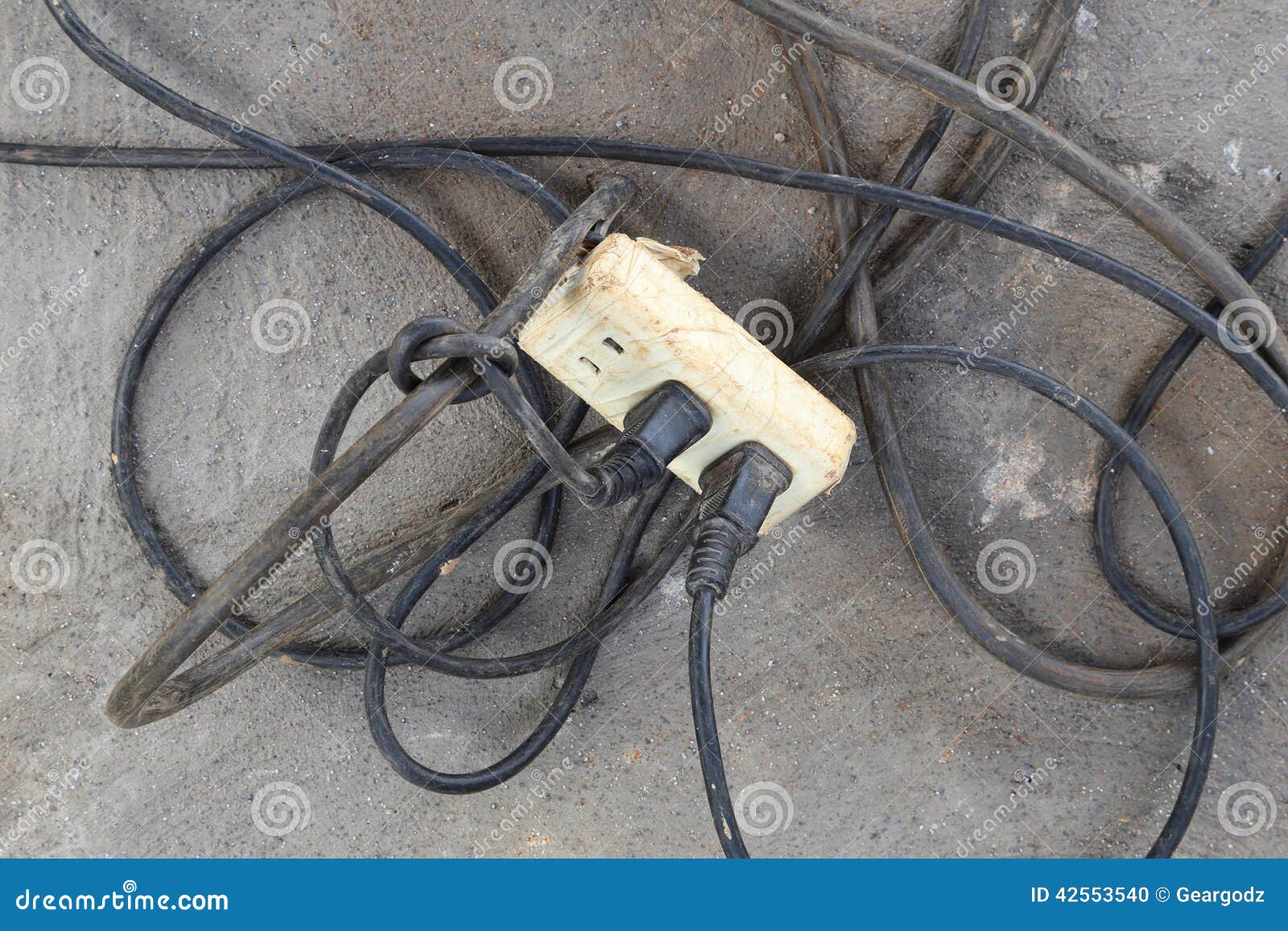 Old White Plastic Extension Adapter Plug Cable Stock Photo - Image of ...
