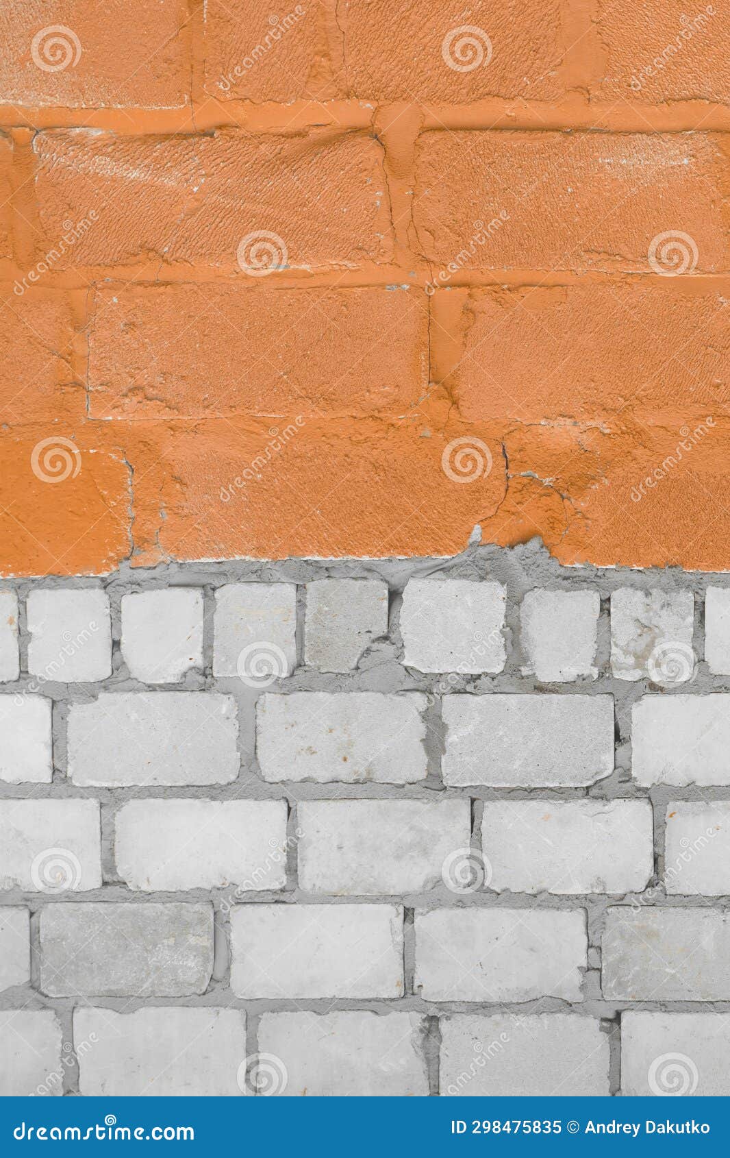 Old White Silicate Blocks Brick Vertical Wall Two Colors Orange Peach ...