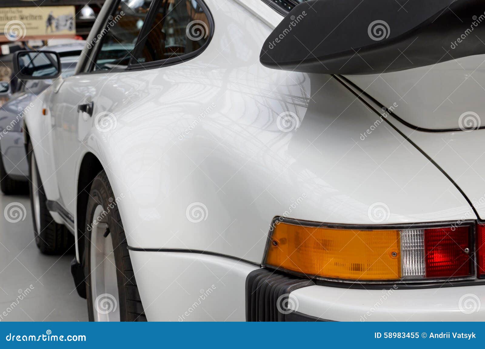 Old White Sports Car. Rear View. Stock Image - Image of bonnet, machine ...