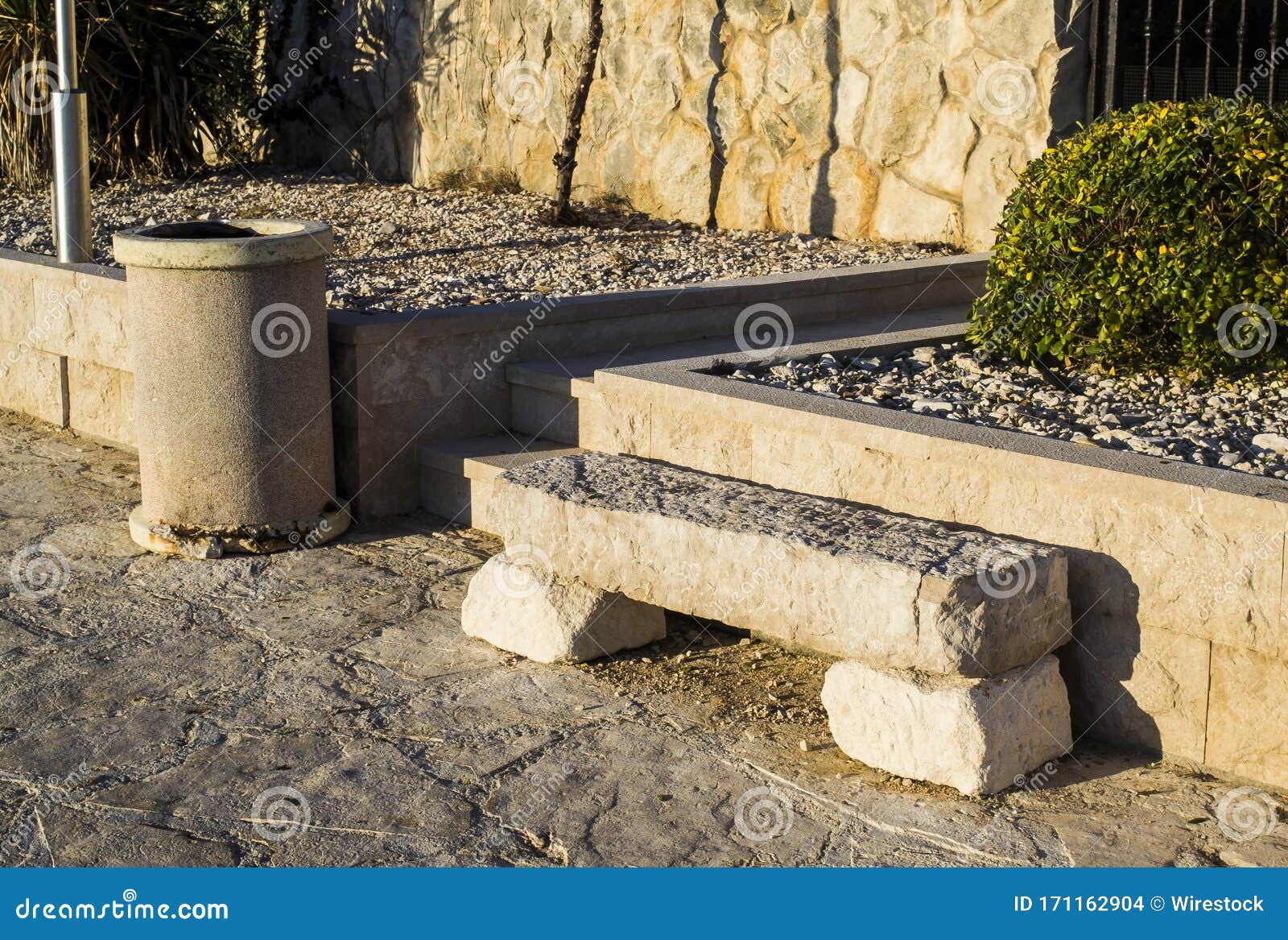 Old White Stone Bench at a Park during Daytime Stock Photo - Image of ...