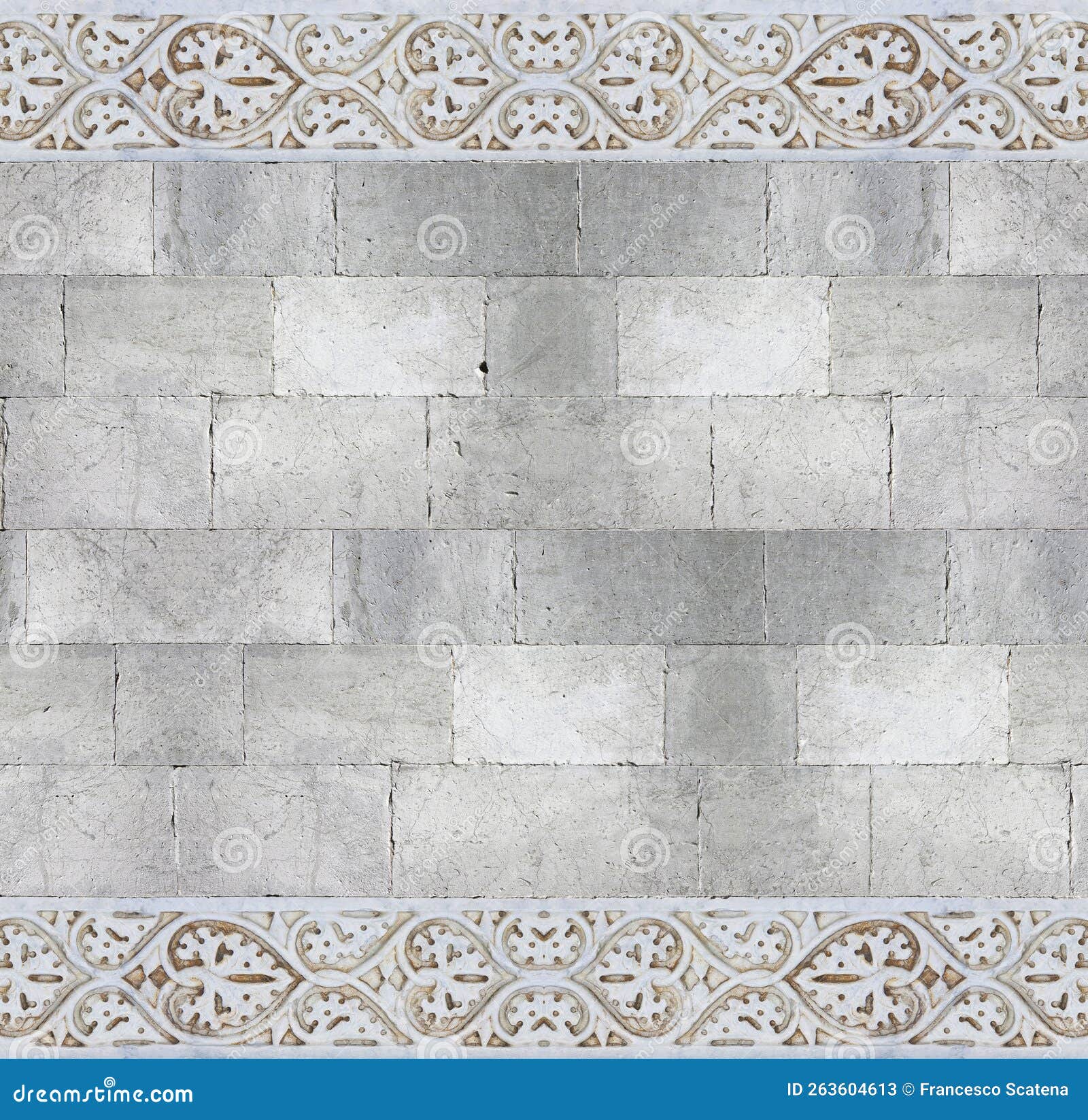 Old White Stone Wall with Molding Stone Eaves with Foliage and Plants ...