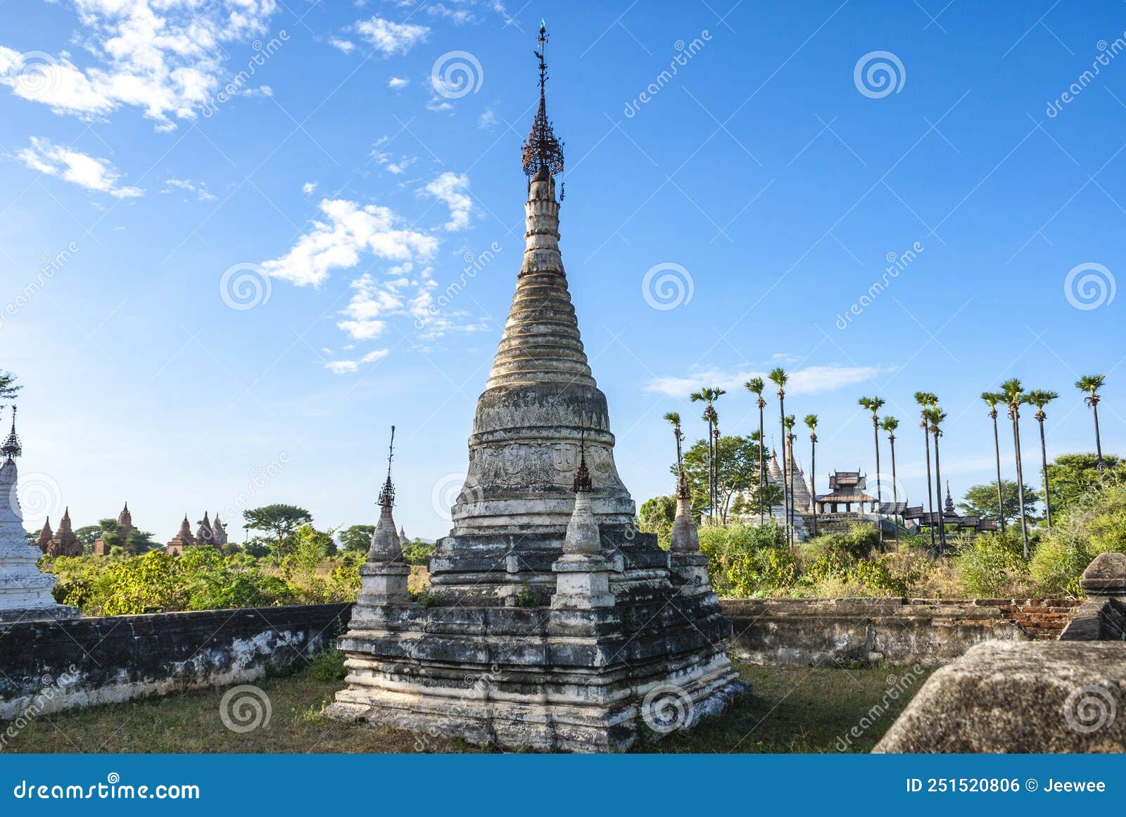 Old White Stupa, Old Bagan, Myanmar, Burma Stock Photo - Image of ...