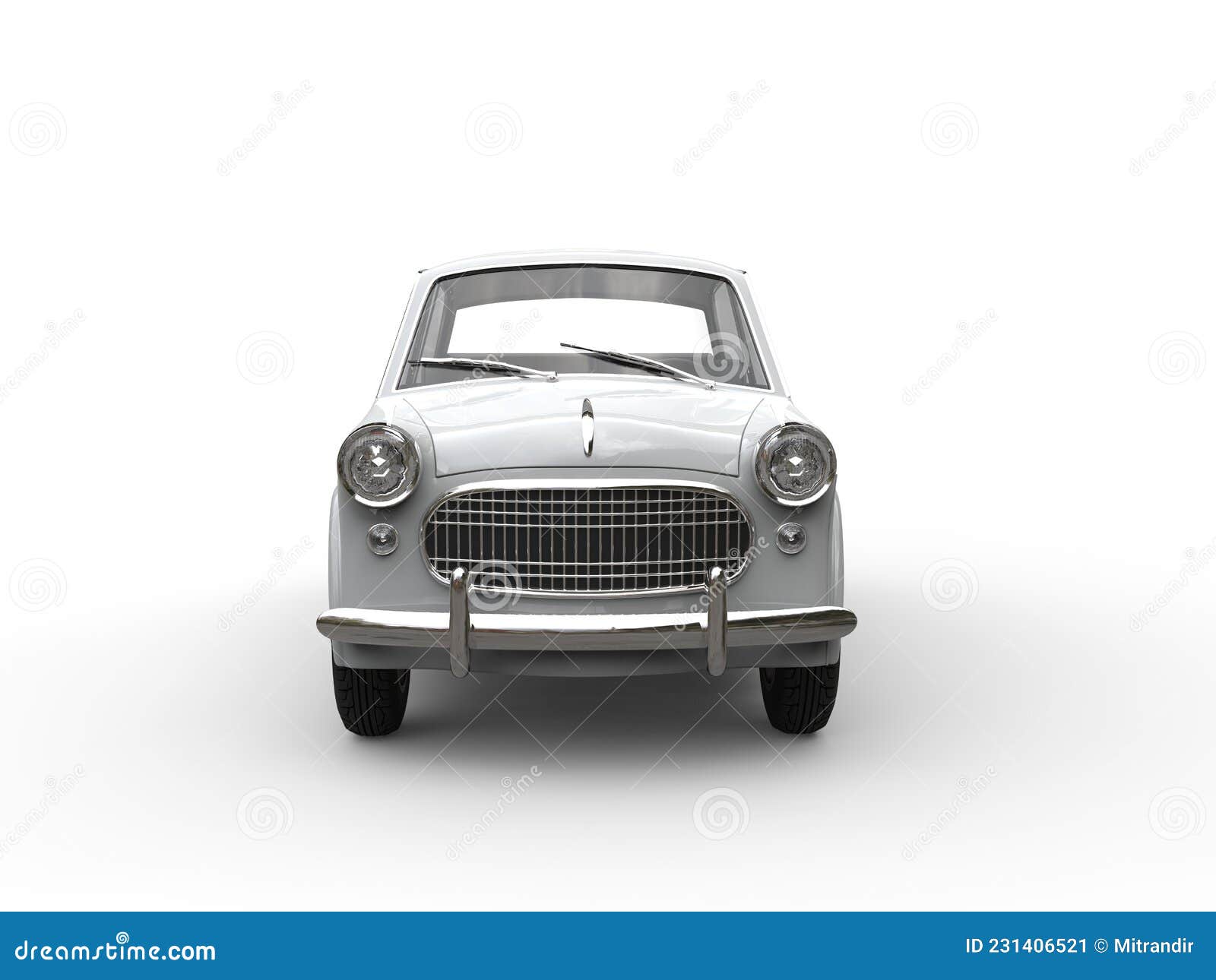 Old White Vintage Compact Car - Front View Stock Illustration ...
