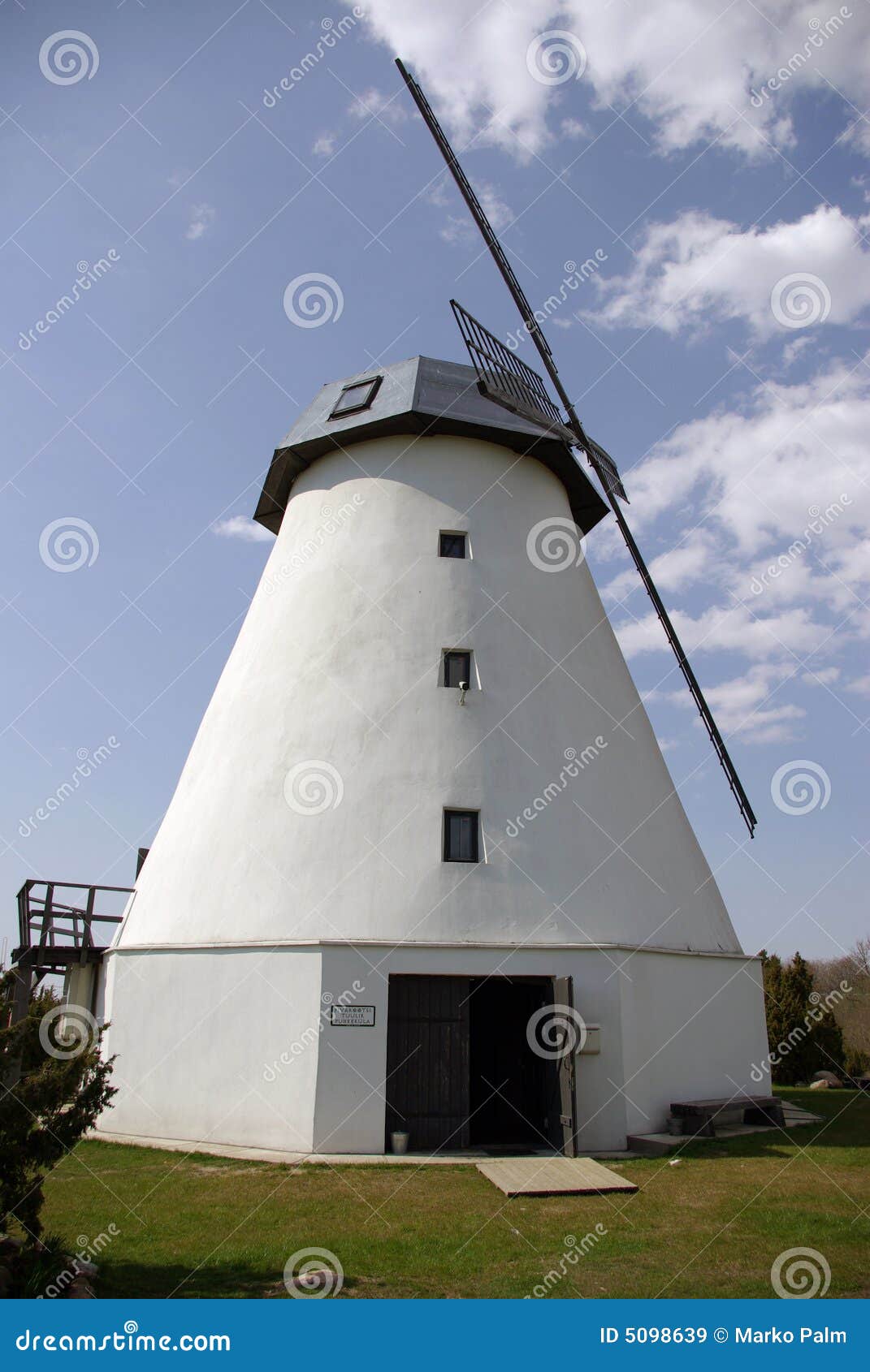 Old white windmill stock image. Image of summer, restored - 5098639