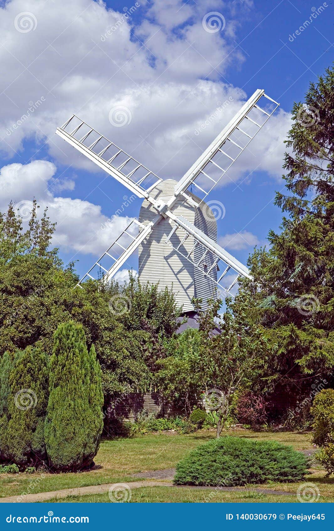 Old White Windmill stock image. Image of movement, splendid - 140030679