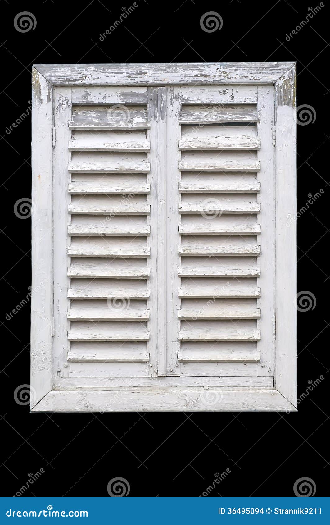Old White Window with Wooden Shutters. Stock Photo - Image of window ...