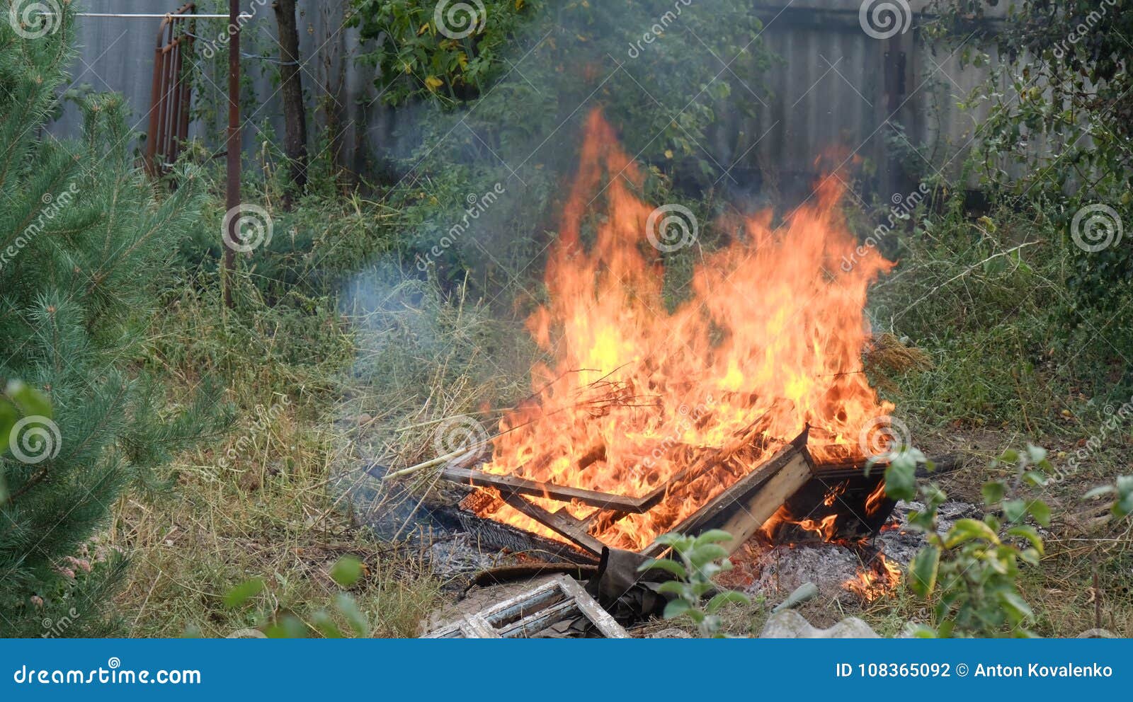Old White Windows that Burn in the Fire. Stock Photo - Image of flame ...