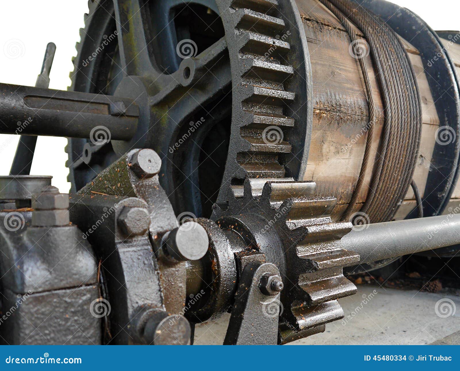Old winch in cast mine stock photo. Image of degradation - 45480334