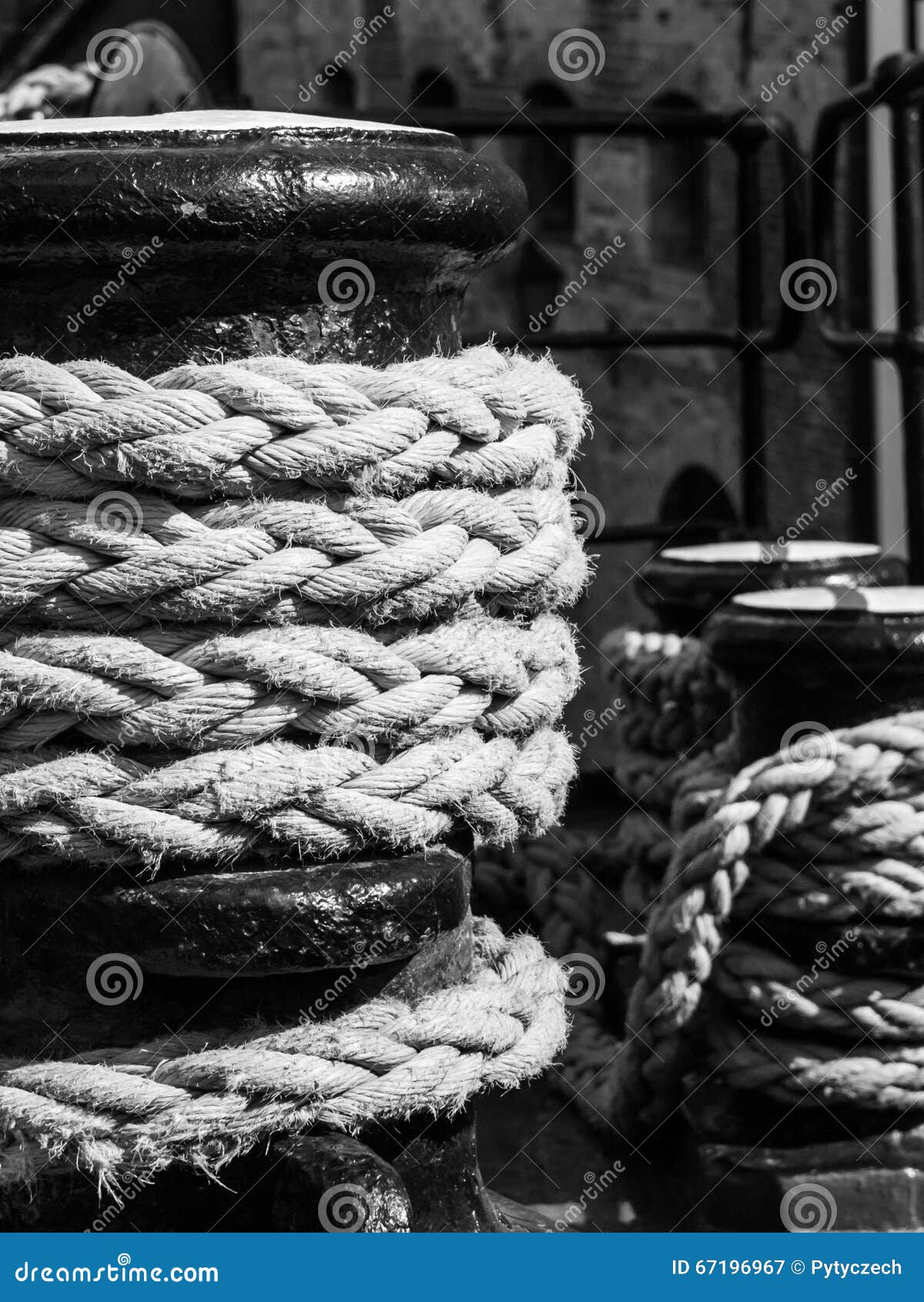 Old winch with ship rope stock image. Image of boating - 67196967