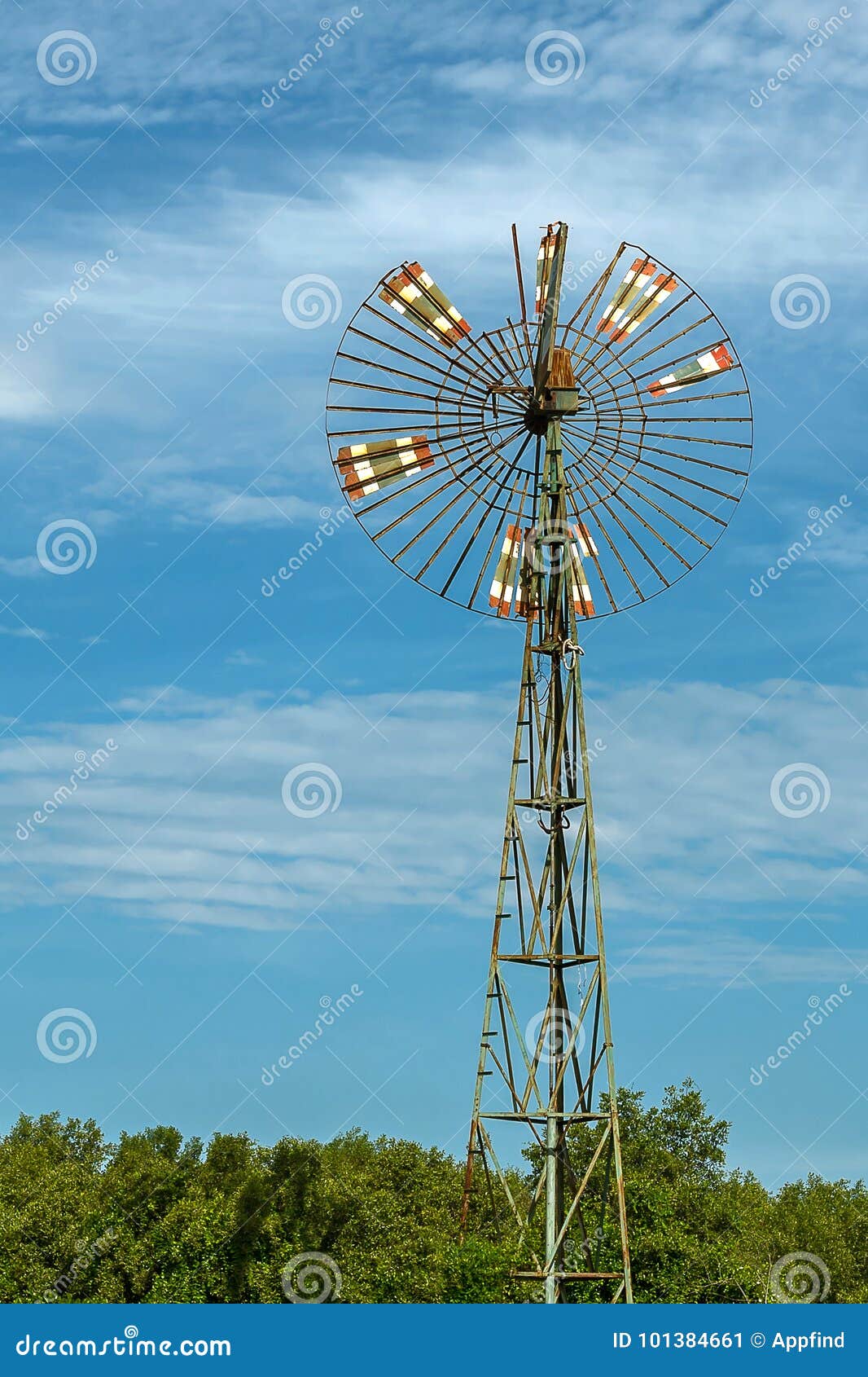 Old wind turbine. stock image. Image of pump, outdoor - 101384661