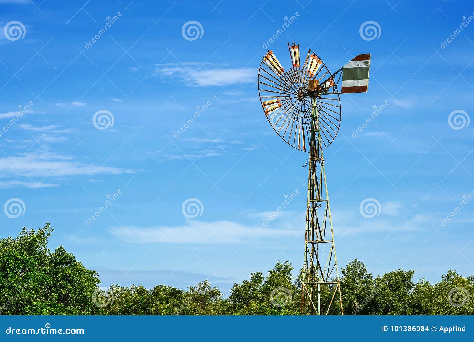 Old wind turbine. stock photo. Image of texas, countryside - 101386084