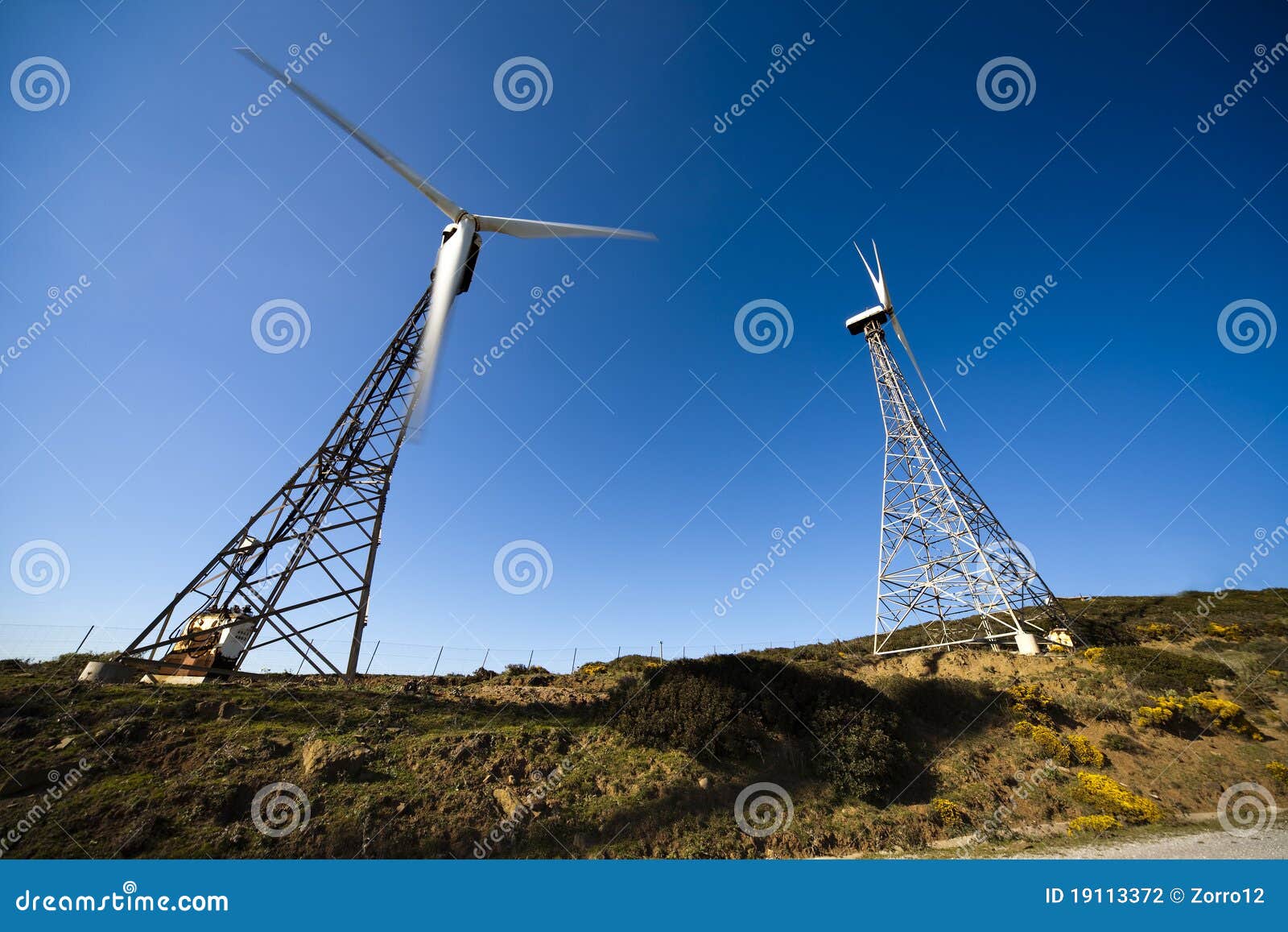Old wind turbines stock photo. Image of andalusia, ecological - 19113372