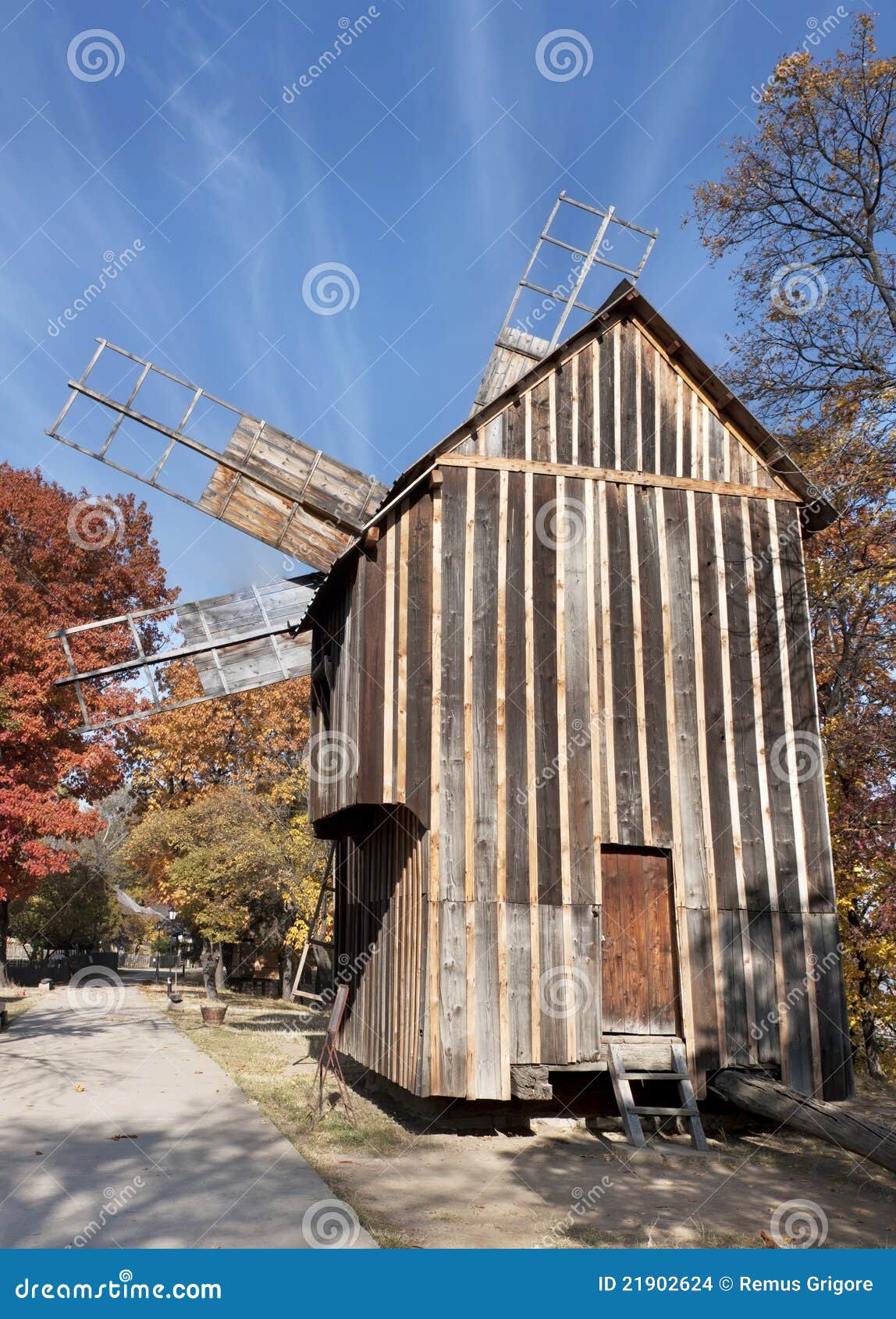 Old windmill stock photo. Image of museum, romania, trees - 21902624