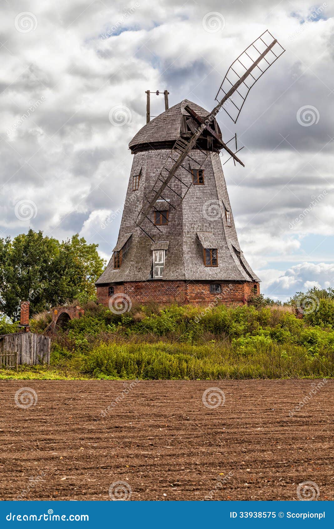 Old Windmill in the Countryside Stock Image - Image of forsaken ...
