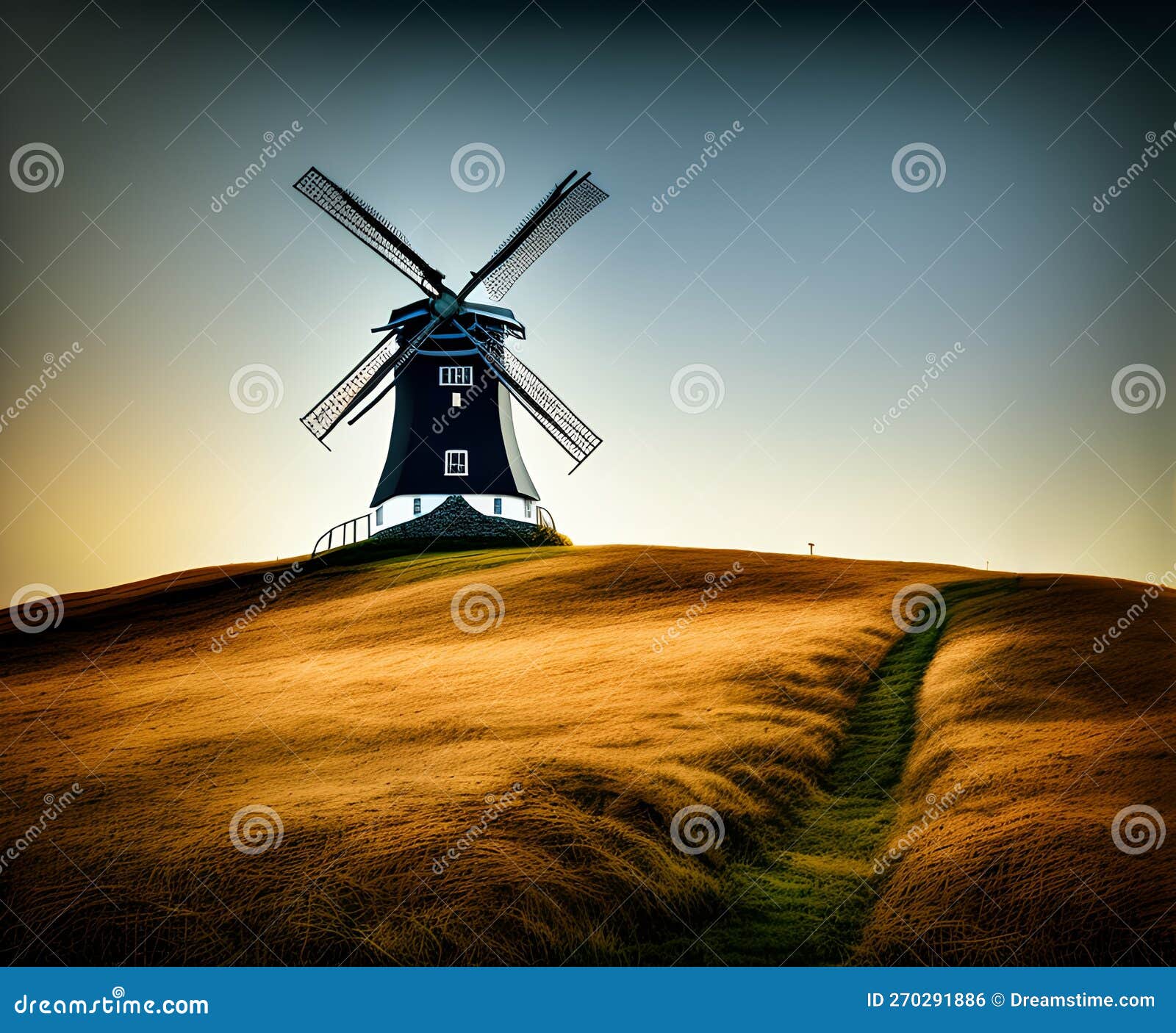 Old Windmill, Generative AI Illustration Royalty-Free Stock Photo ...