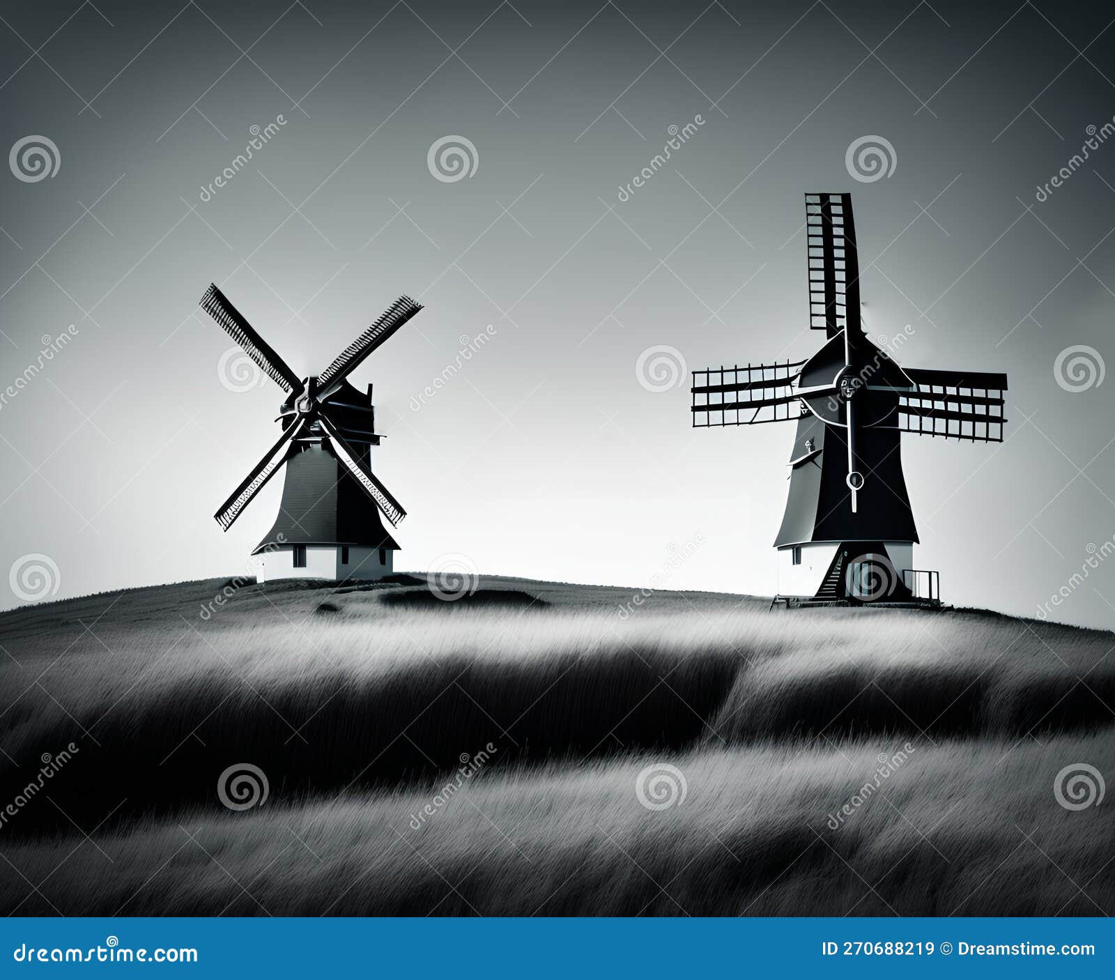 Old Windmill, Generative AI Illustration Stock Illustration ...