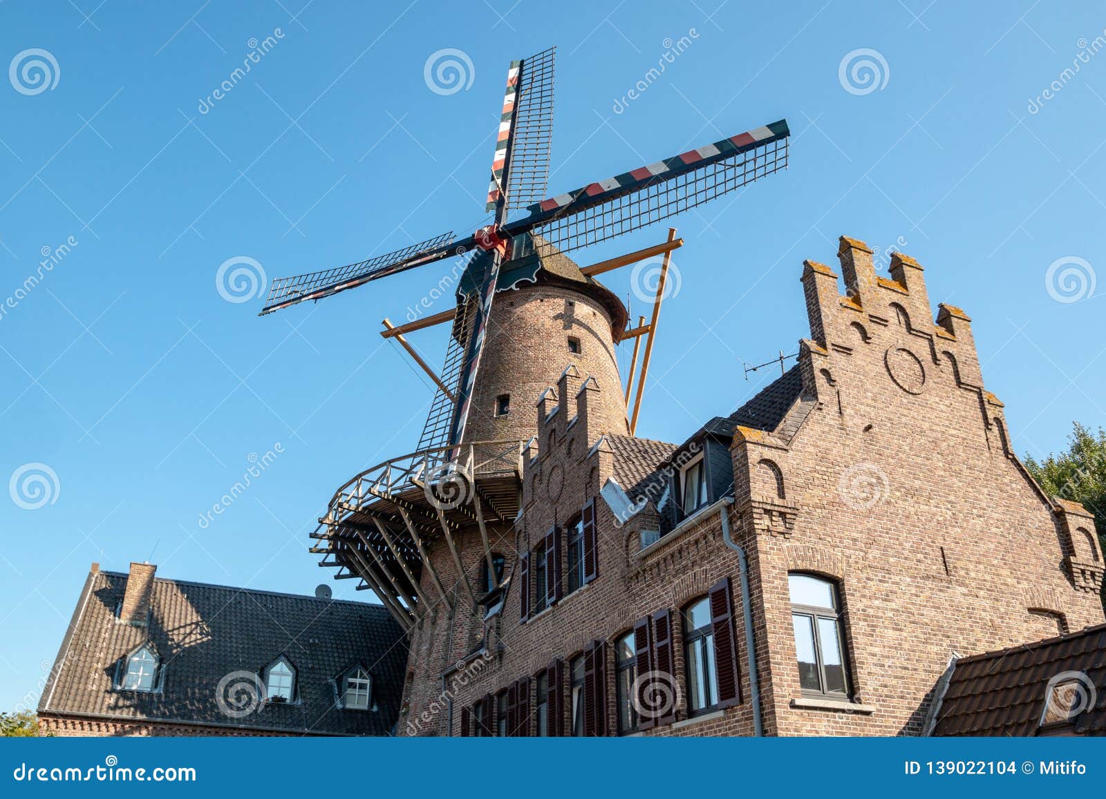 Old Windmill on House in Kalkar, Lower Rhine, Germany Stock Photo ...