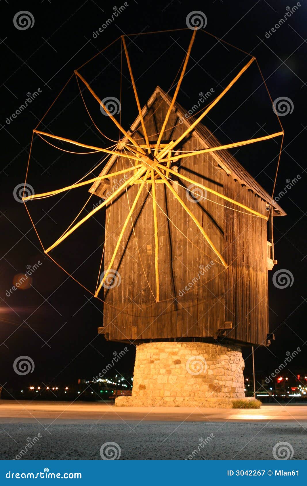 Old windmill at night stock image. Image of building, exterior - 3042267
