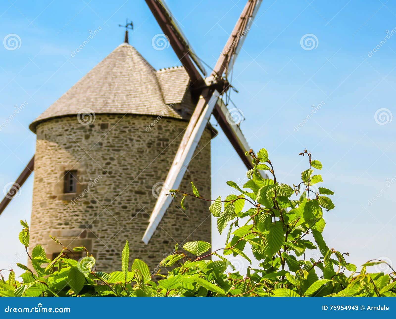 Old Windmill in Normandy, France Stock Image - Image of attraction ...