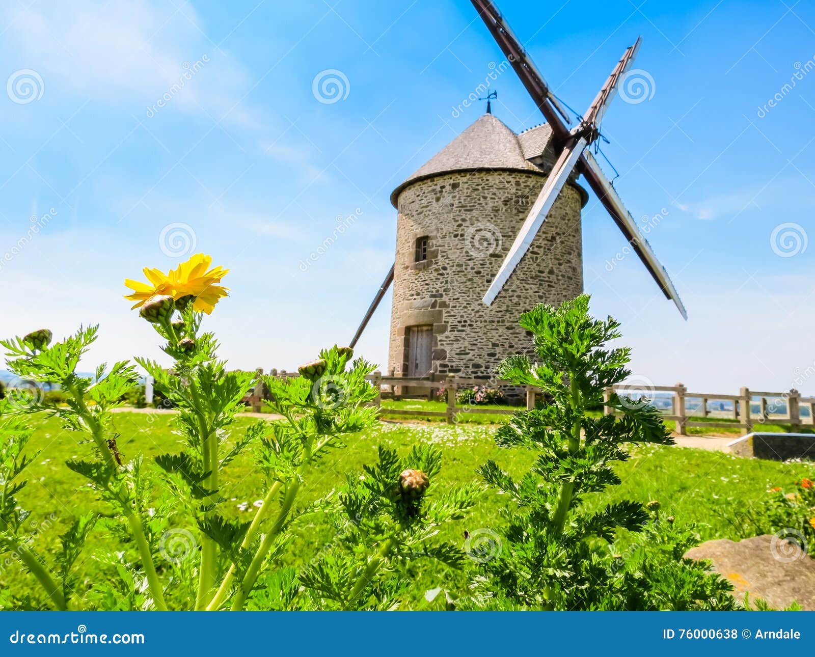Old Windmill in Normandy, France Stock Photo - Image of mill ...