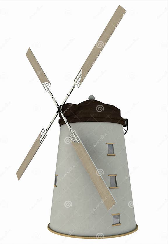 Old Windmill with Sails stock illustration. Illustration of historic ...