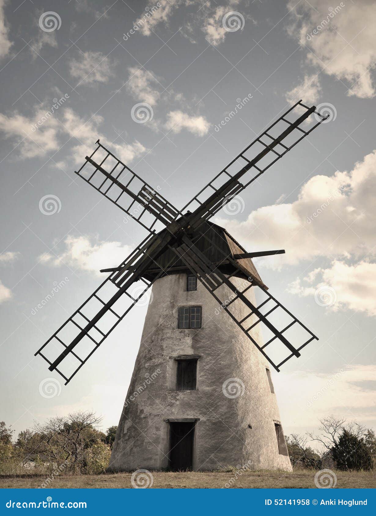 Old windmill stock photo. Image of monochromatic, traditional - 52141958