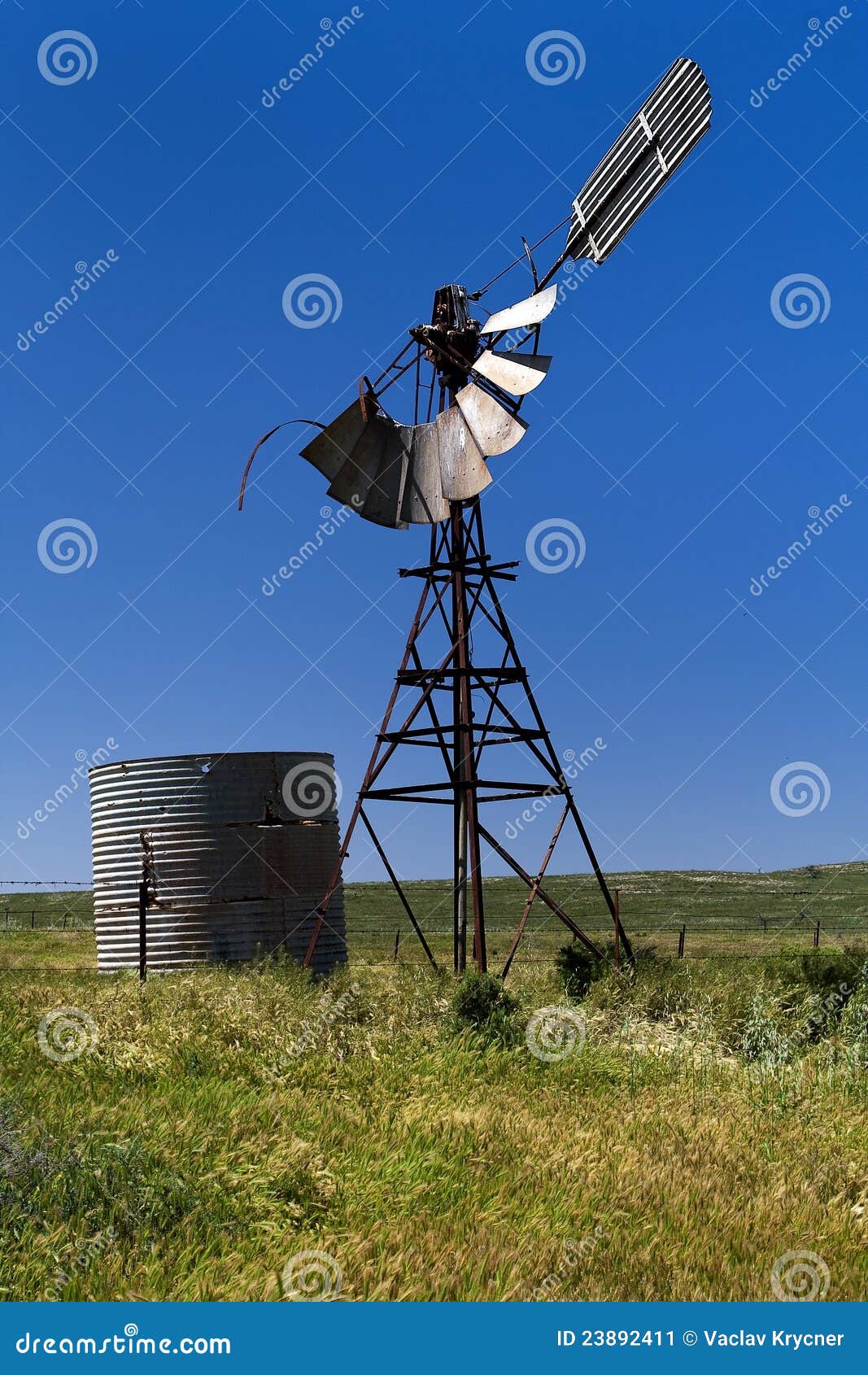 Old Windmill with Water Tank Stock Image - Image of farm, australia ...
