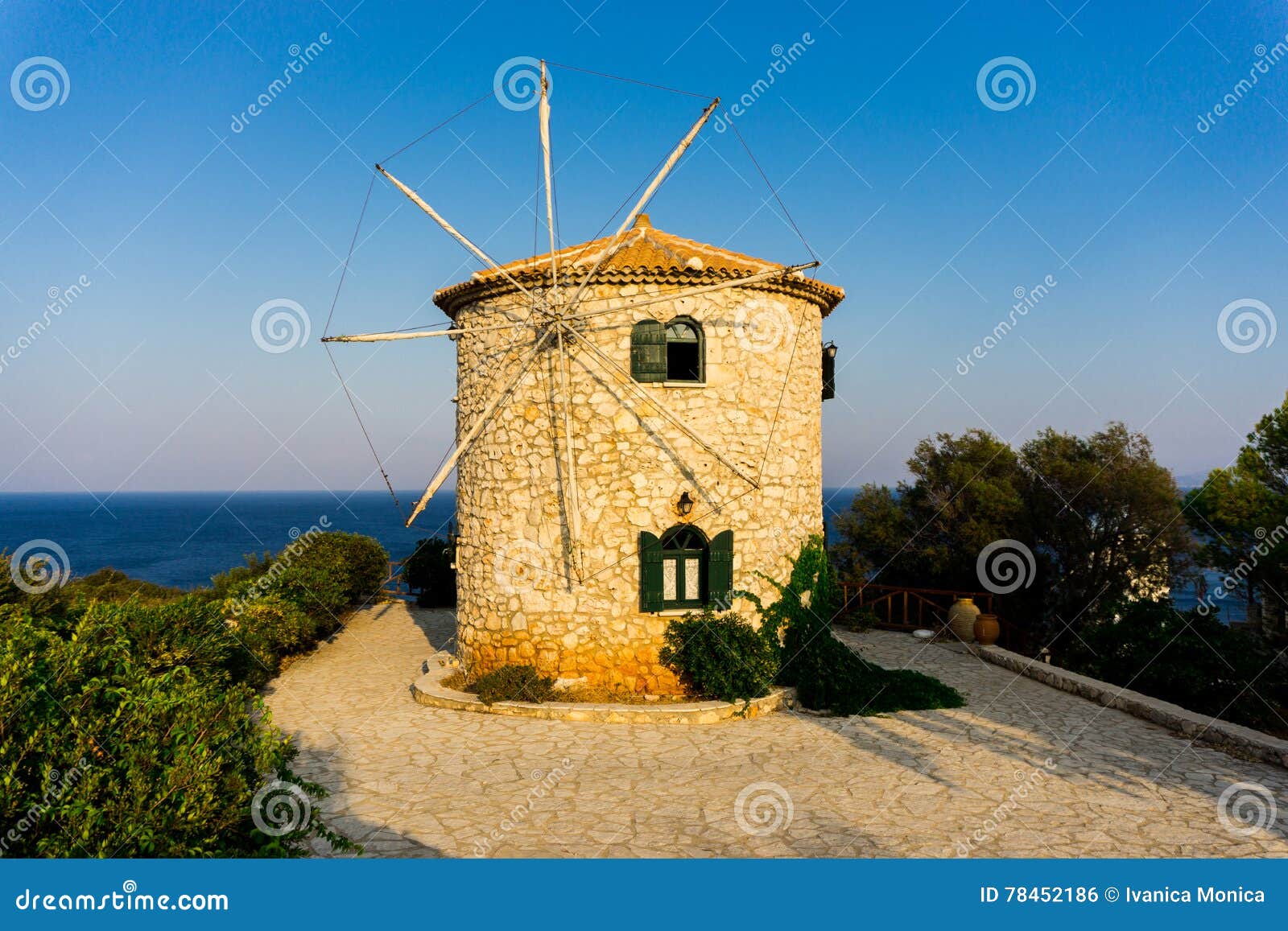 Old windmill stock photo. Image of blue, ancient, rhodes - 78452186