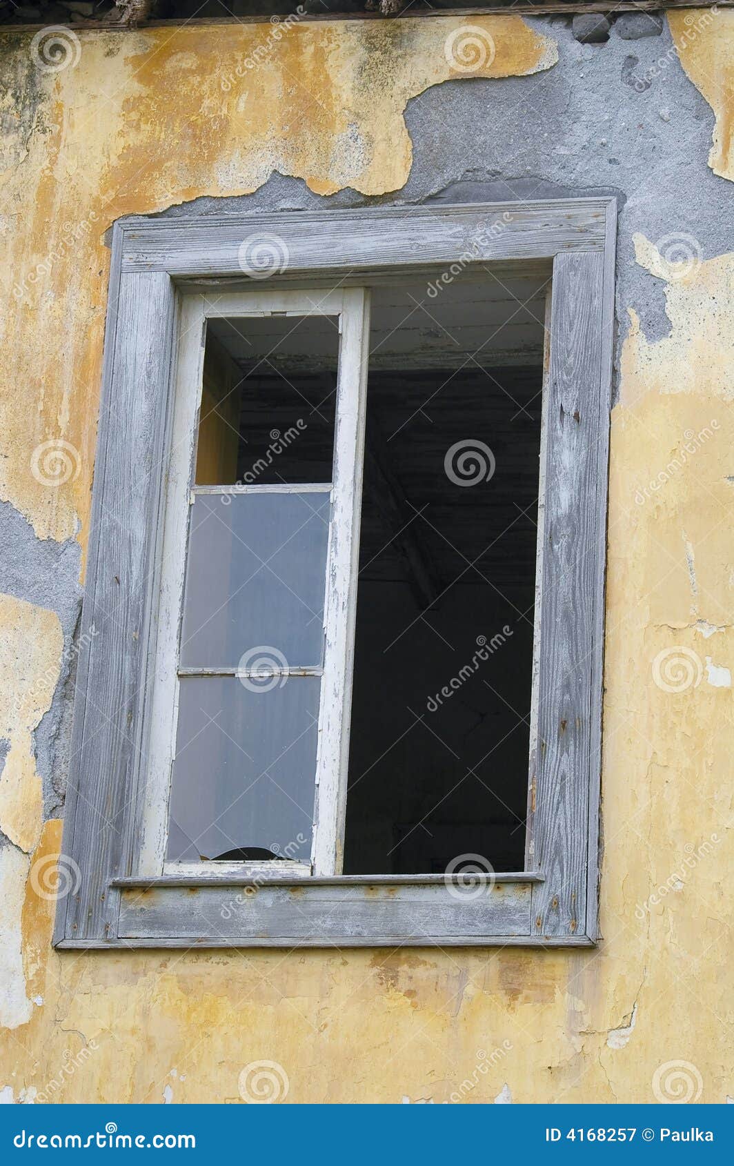 Old window stock image. Image of damaged, frame, plaster - 4168257