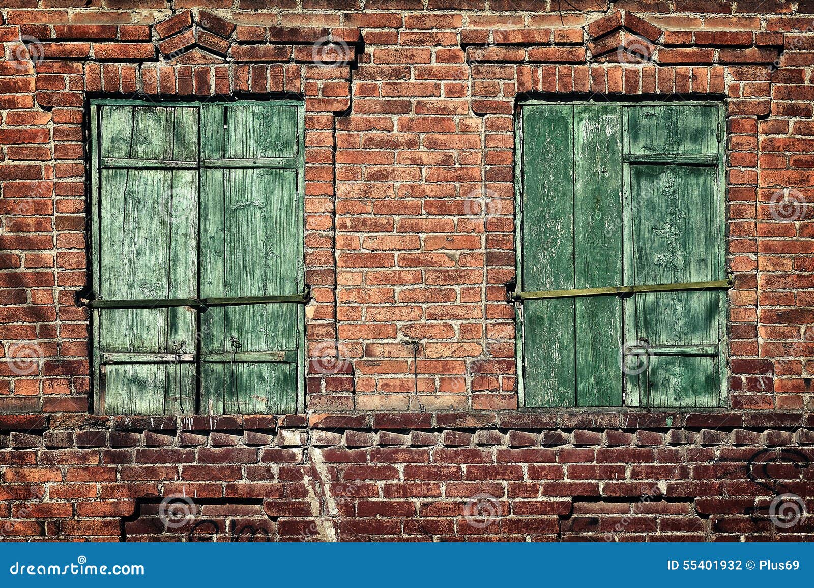 Old Window with Closed Shutters on a Brick Wall Stock Photo - Image of ...