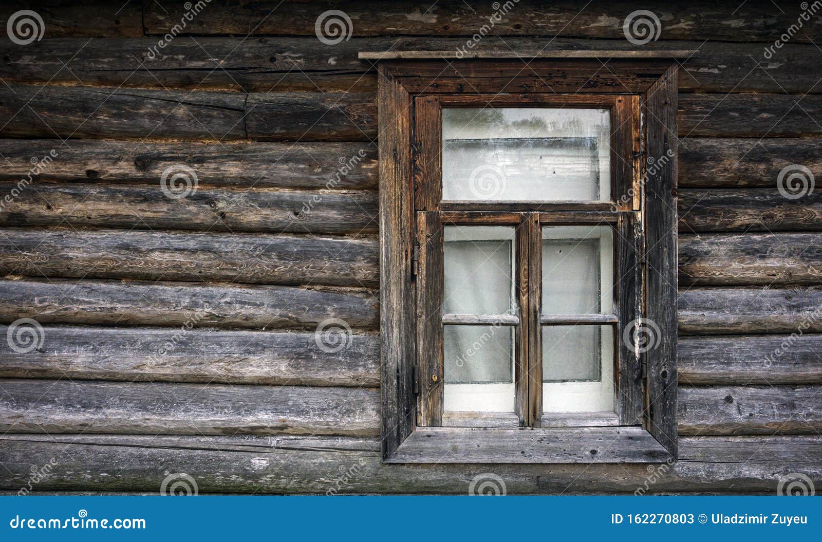 Old Window in a Country House. the Texture of the Logs Stock Image ...