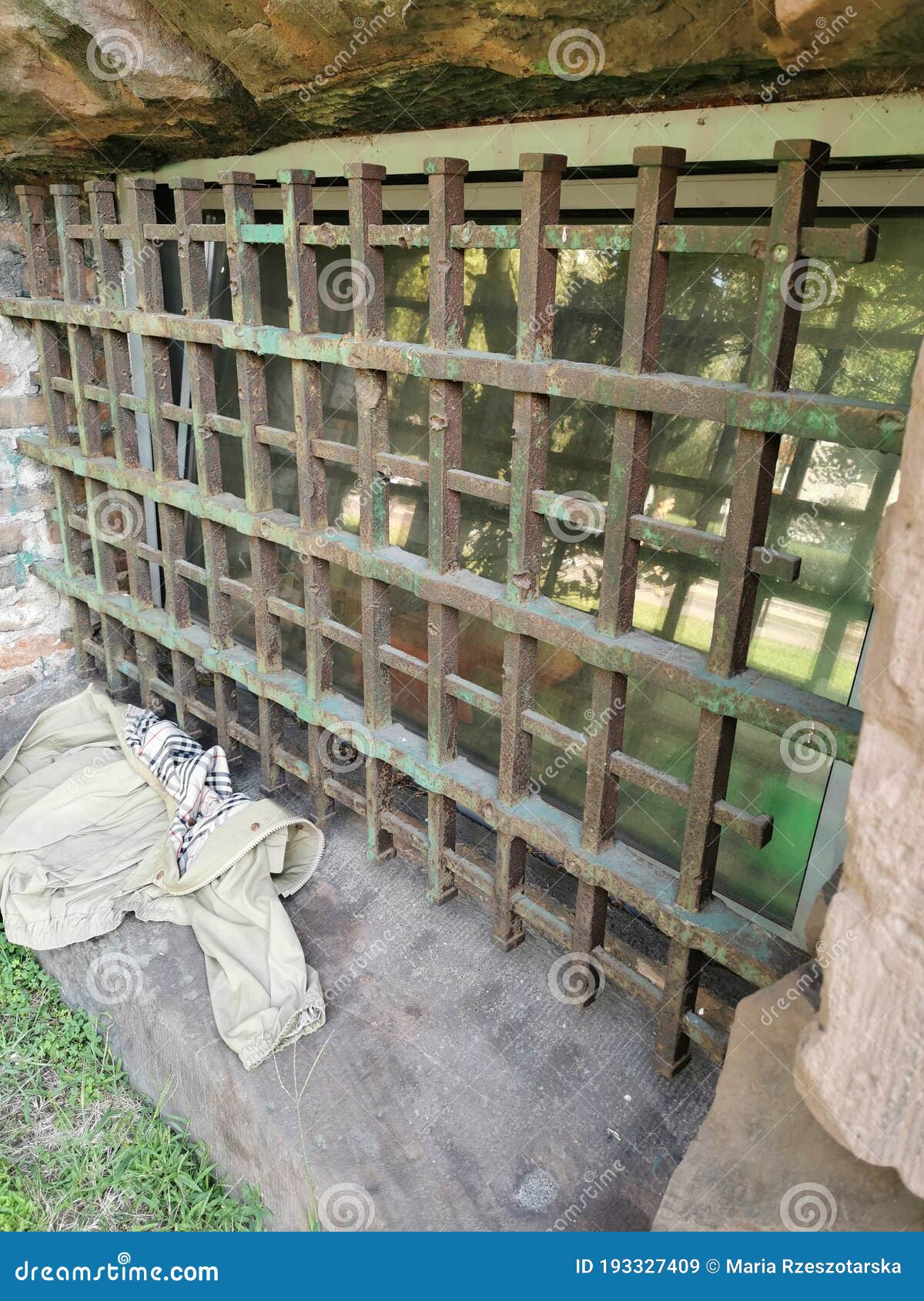 Window Grille On A Window Of Old Soviet Brick House Royalty-Free Stock ...