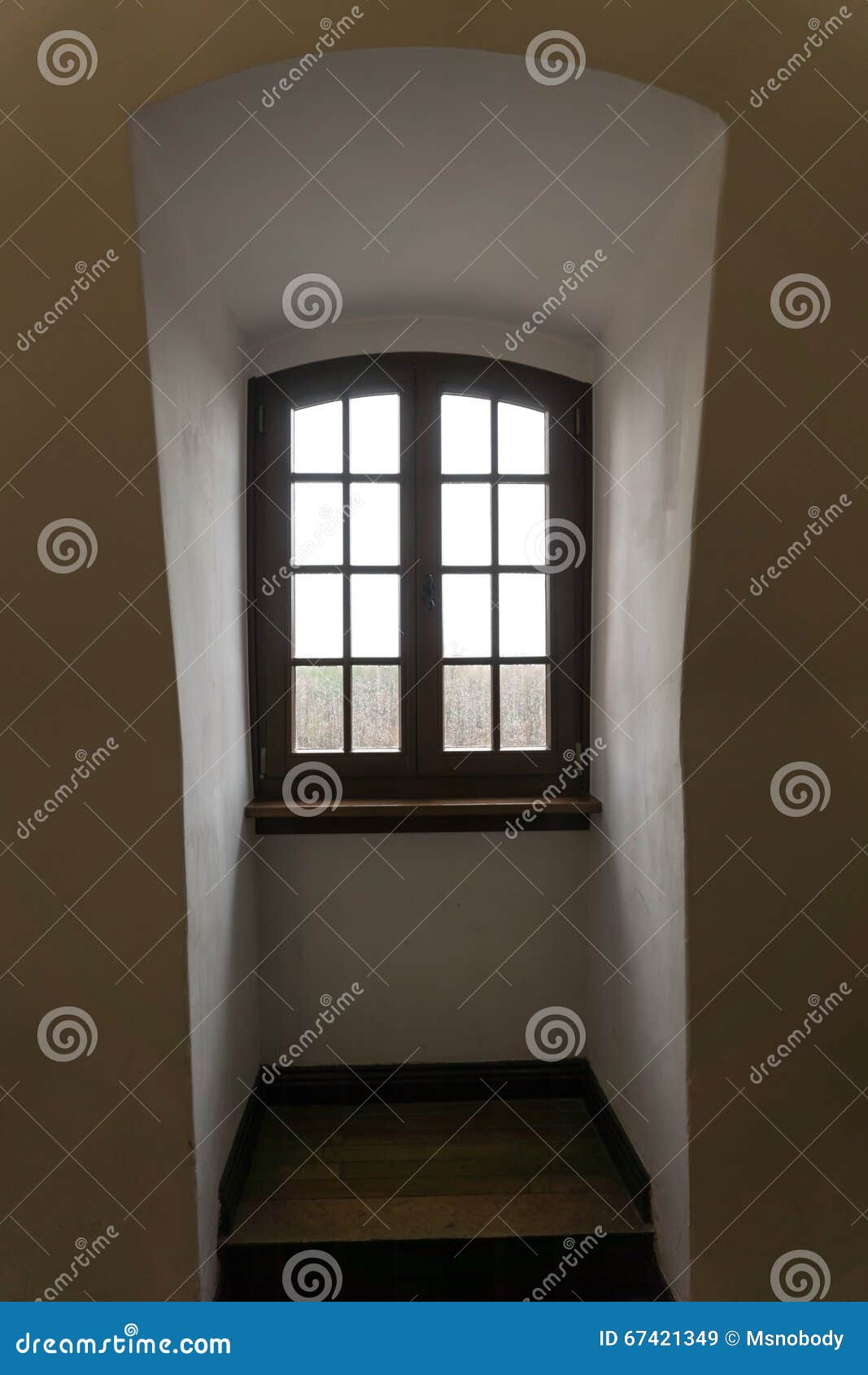 Old Window of Medieval Castle with Wooden Frame Stock Image - Image of ...