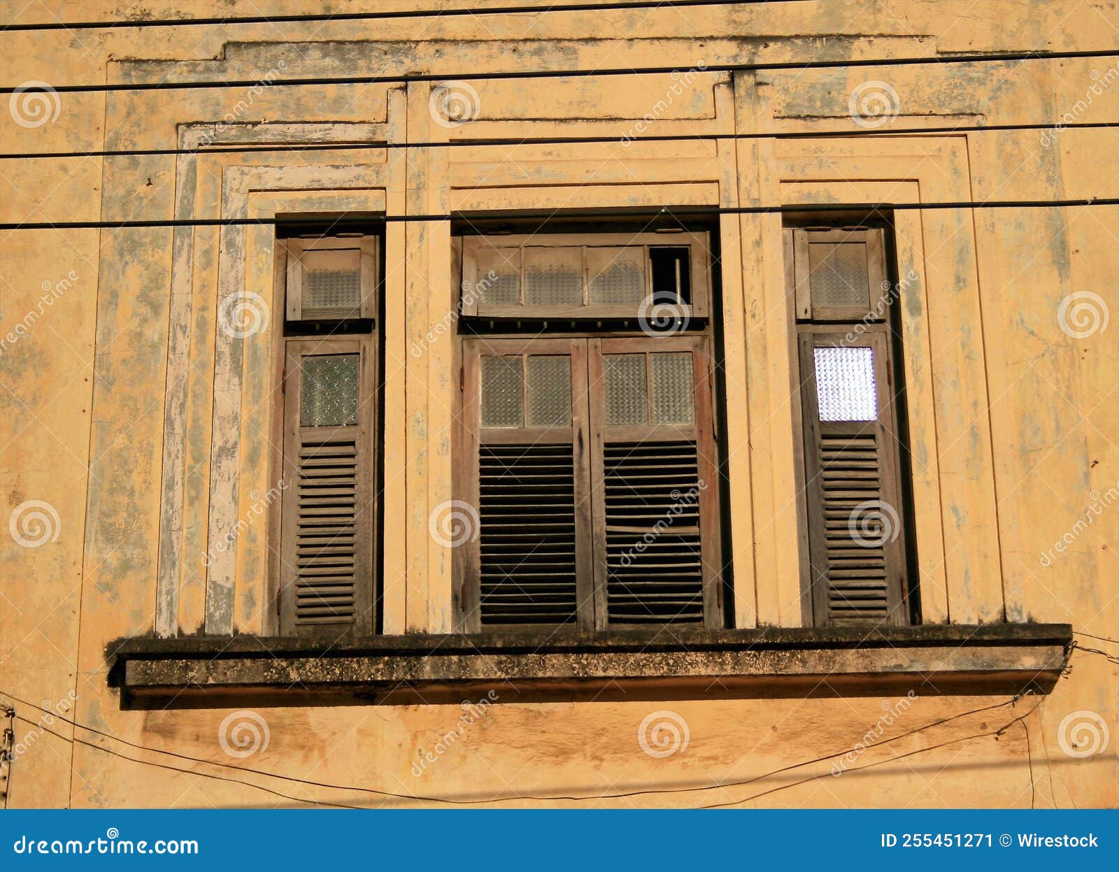 Old Window with Open Shutter Blinds on the Exterior of a Building Stock ...