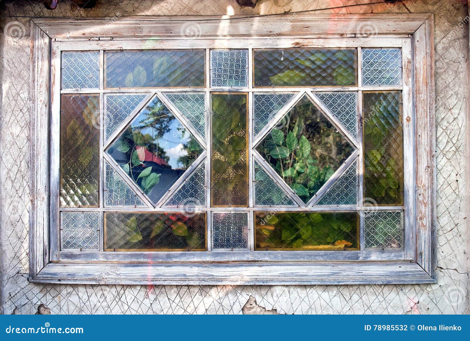 Old Window of Rustic Cottage Stock Photo - Image of retro, mosaic: 78985532