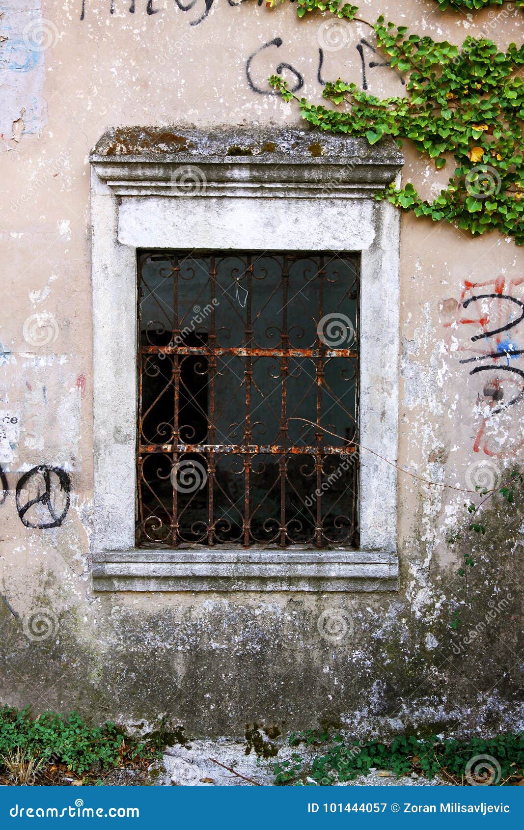 Old Window with Rusty Bars and Plant Stock Image - Image of rust, hatch ...