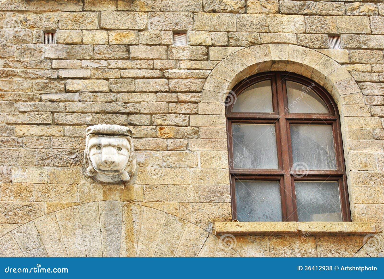 Old window and sculpture stock photo. Image of architectural - 36412938
