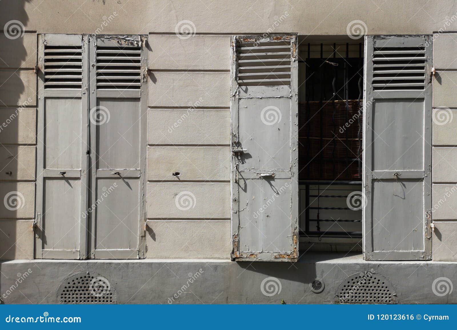 Old Window Shutter, Open and Closed Shutters, Old Europe Concept Stock ...