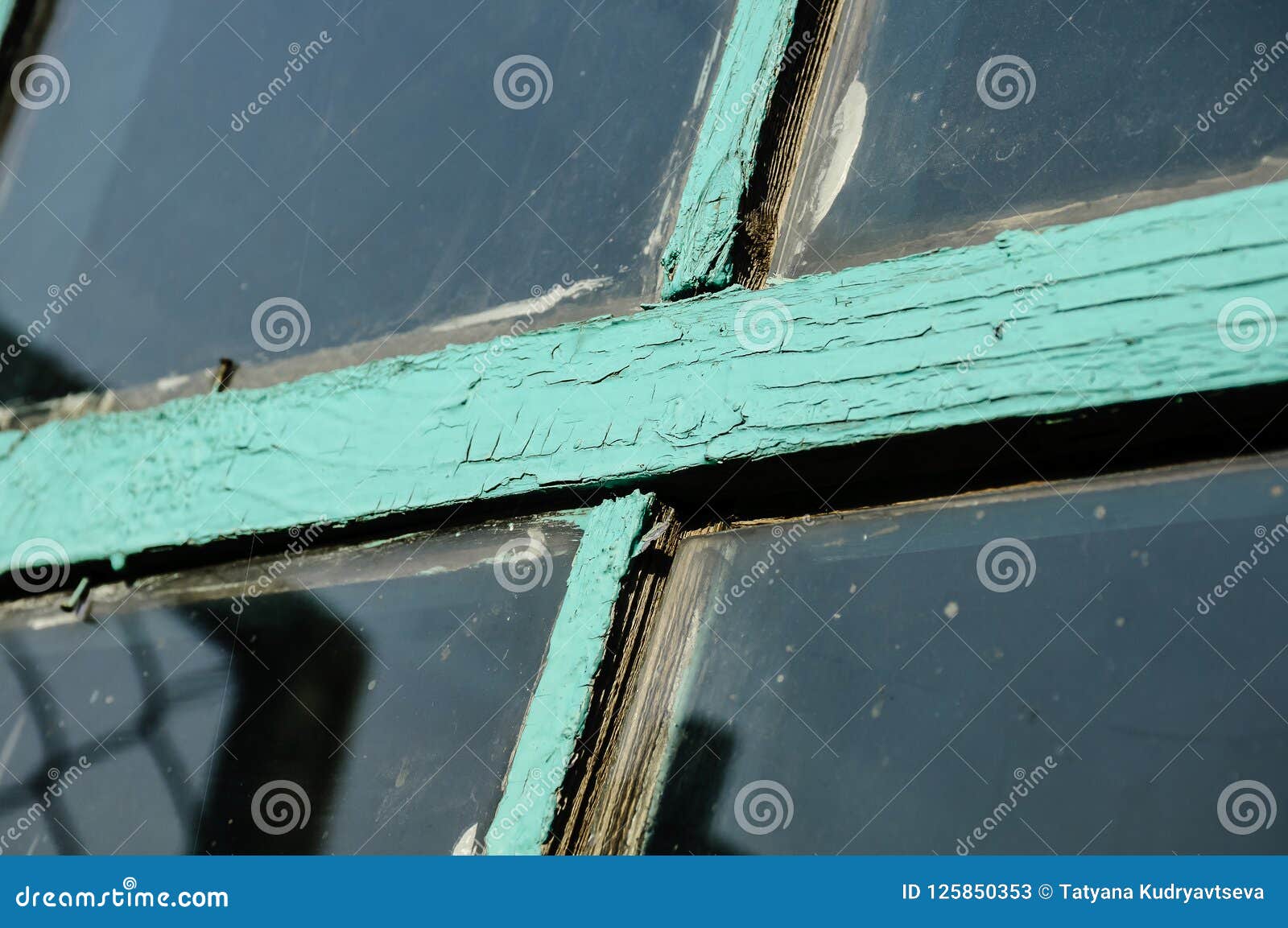 Old Window With Unwashed Windowpane And Chapped Window Frame Covered ...