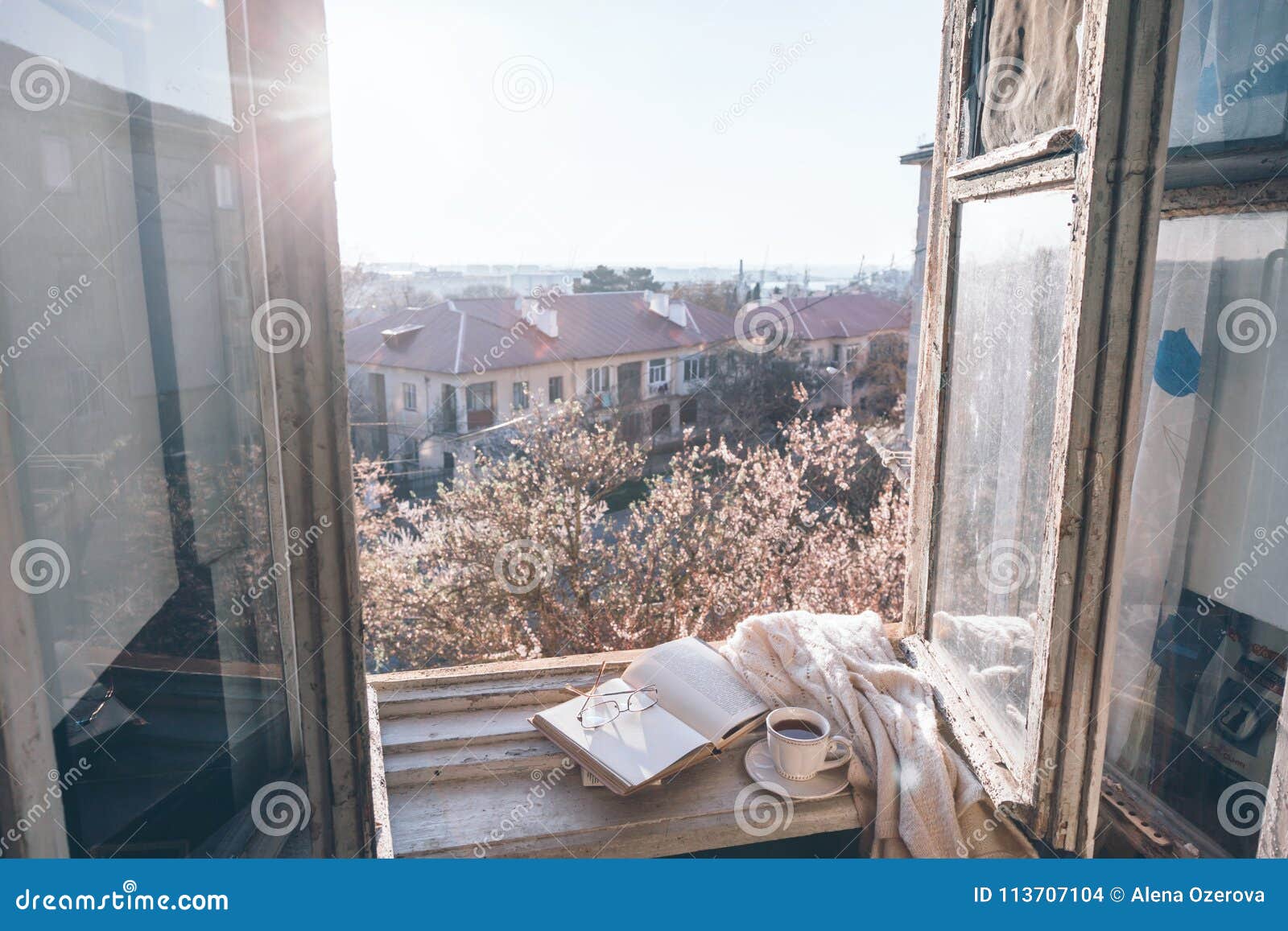 Old Window with the View from Inside Stock Photo - Image of interior ...