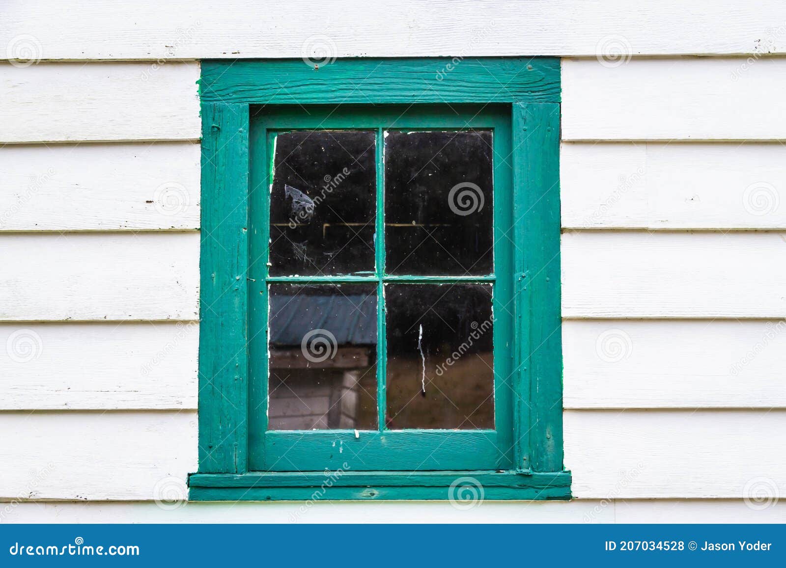 And Old Window and Windows Frame Painted in Green Stock Photo - Image ...