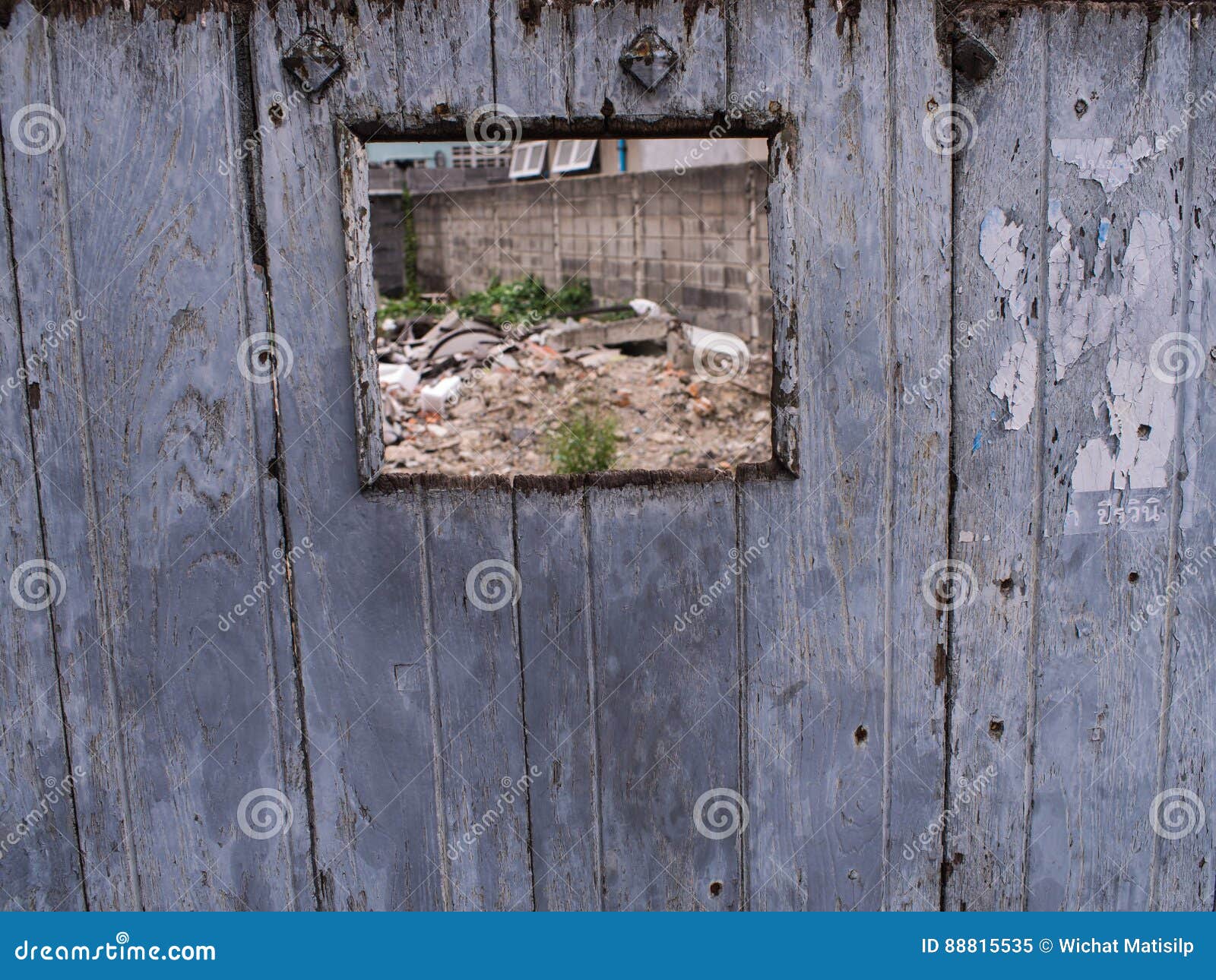 Old Window in a Wooden Fence Stock Image - Image of swill, protection ...
