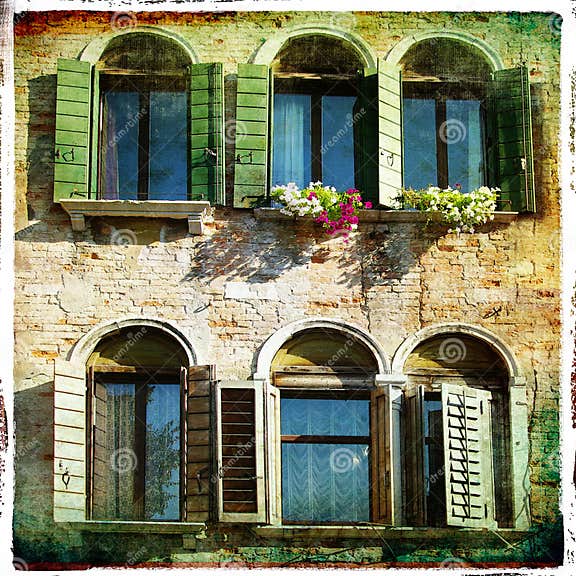 Old windows stock photo. Image of holiday, retro, landmark - 12163410