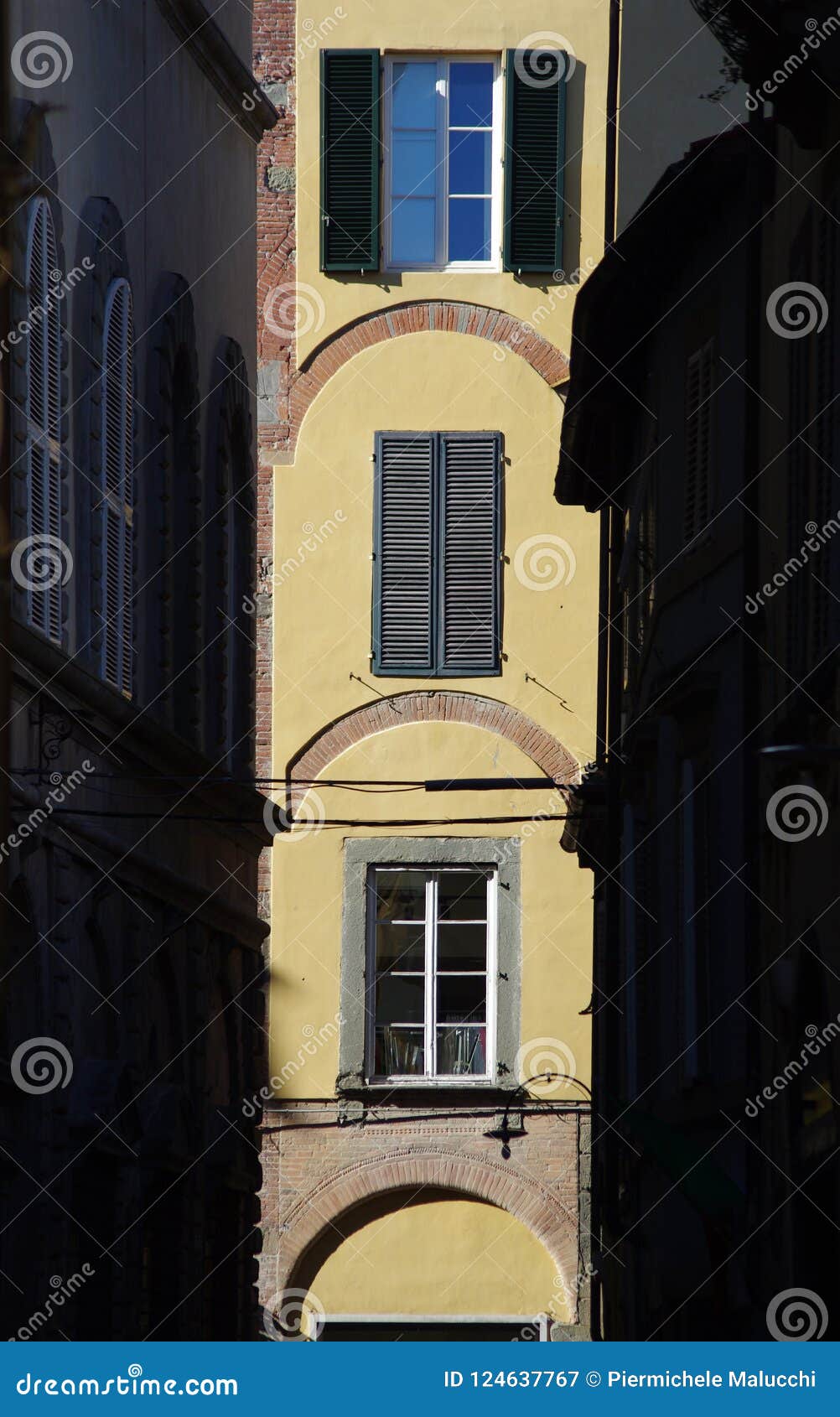 Old Windows with Arch of Ancient Historic Building Stock Image - Image ...