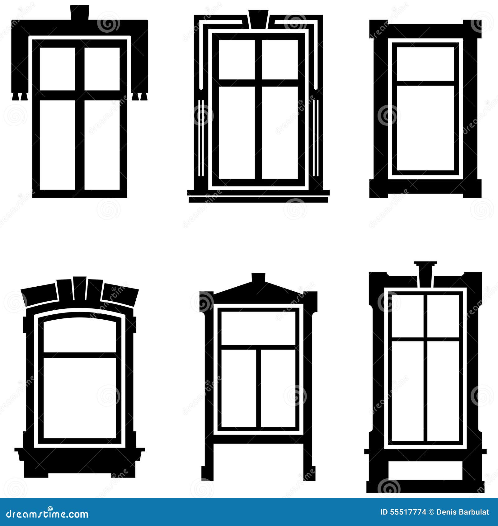 Old windows stock vector. Illustration of isolated, window - 55517774