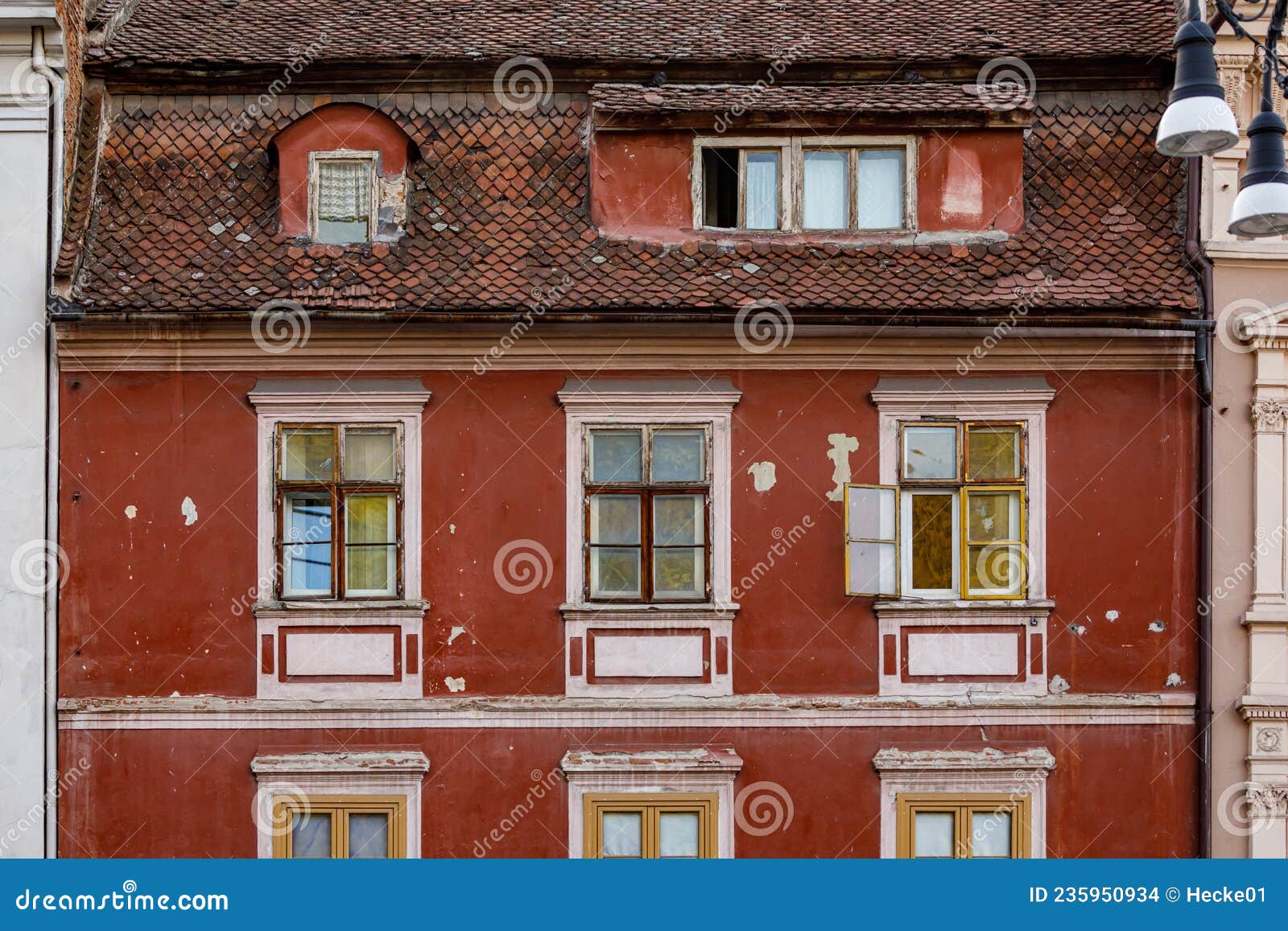 Old Windows in the Building Stock Photo - Image of town, modern: 235950934