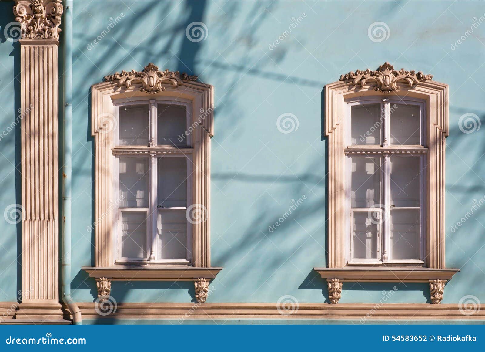 Old Windows with Carved Architraves Stock Photo - Image of ...